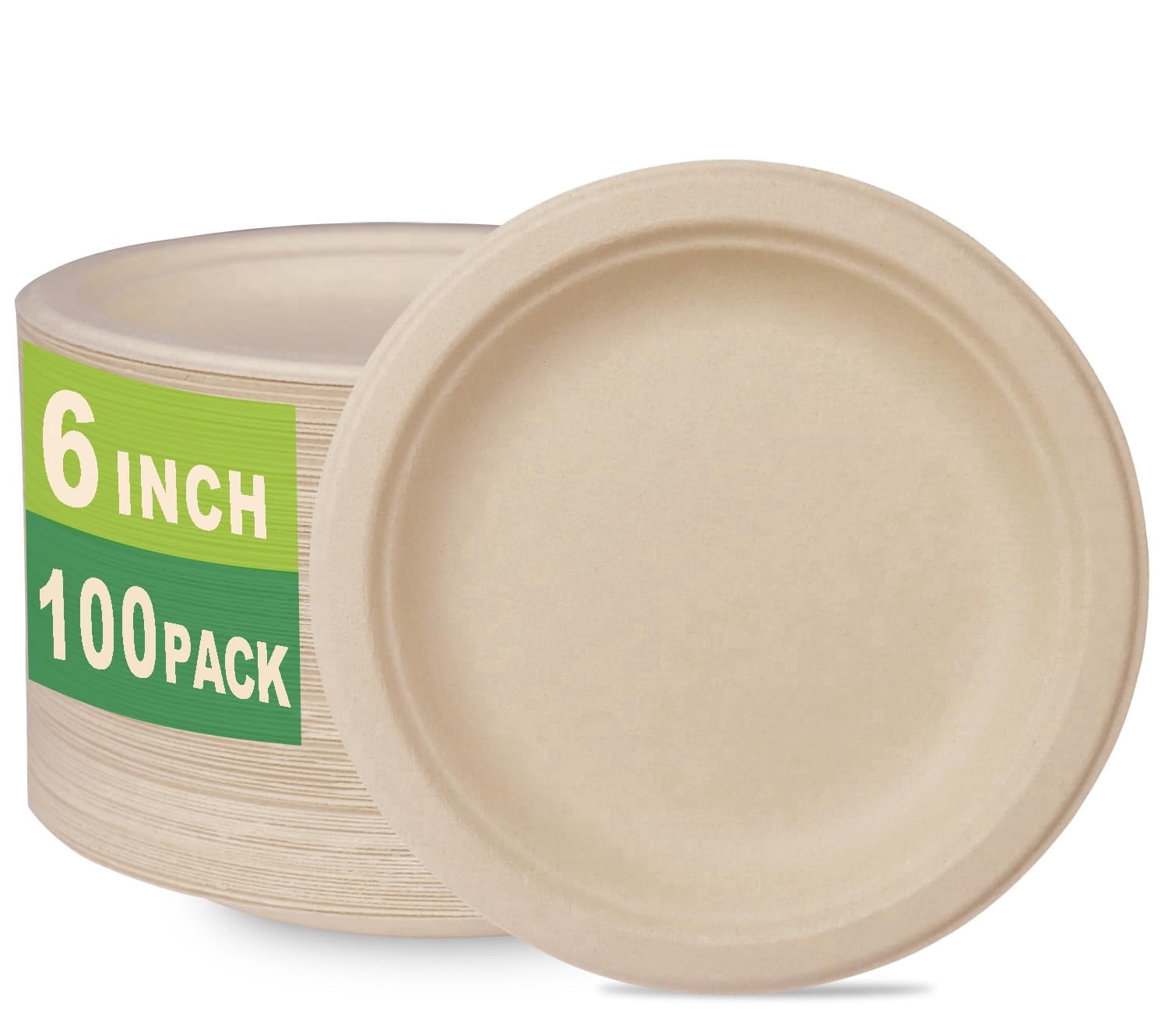6 inch Brown Compostable Paper Plates, 100 Count, Eco-Friendly Small ...