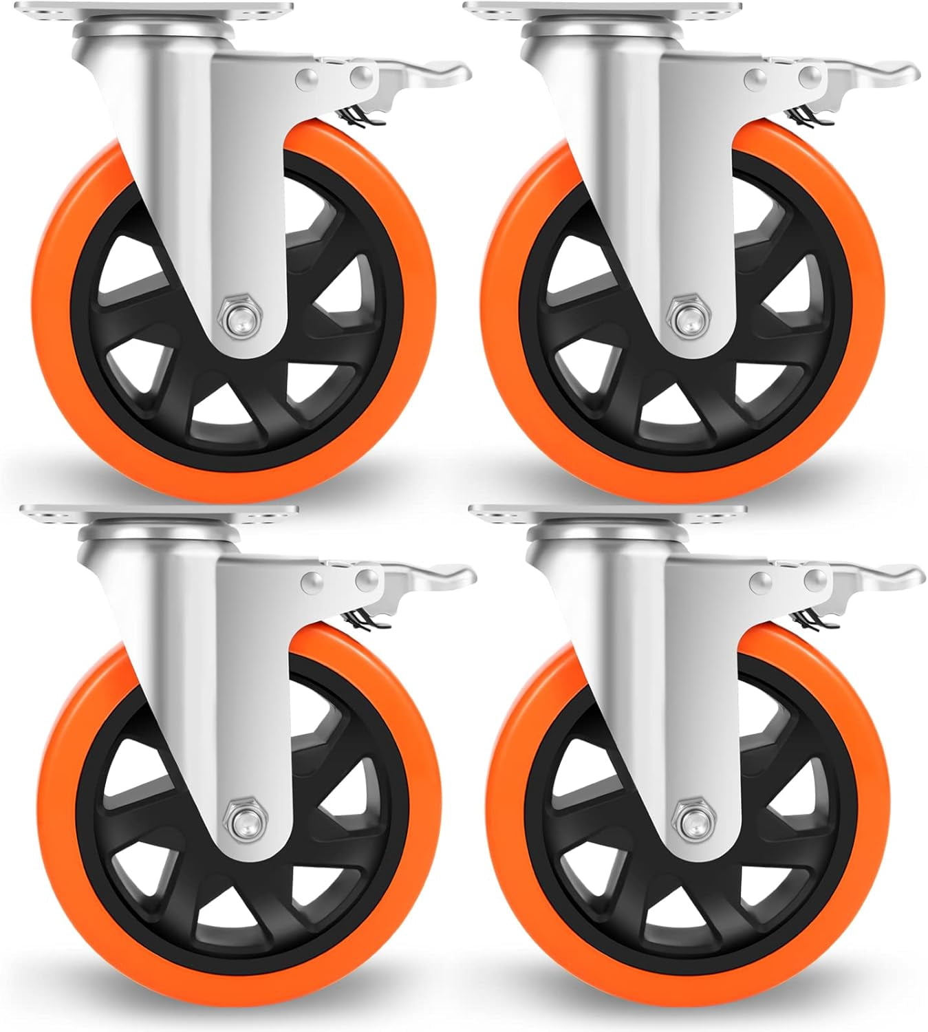 6 inch Caster Wheels with Dual Locking, Casters Set of 4 Heavy Duty of ...