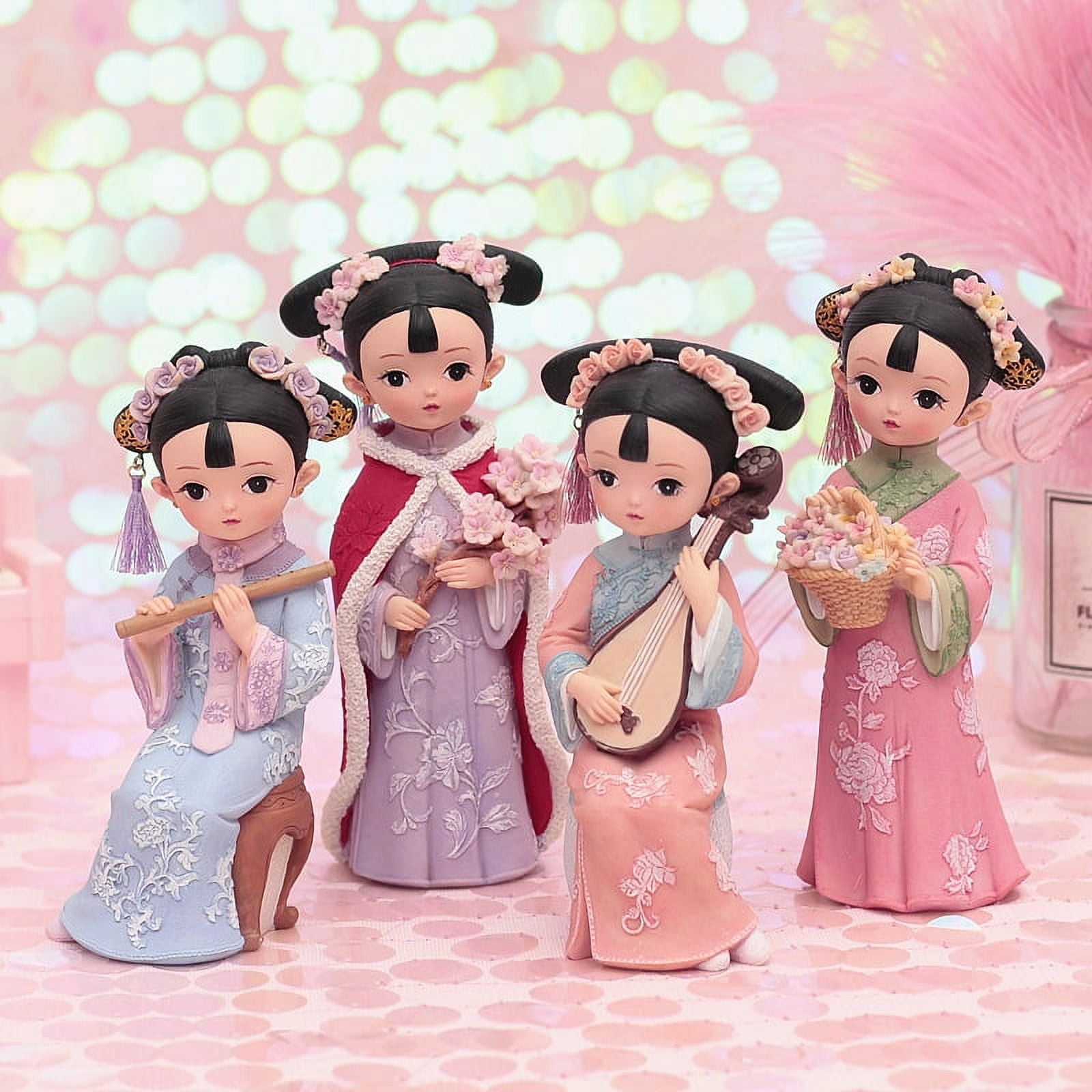 6-inch Chinese Princess Figurine Resin Flute Pipa Ornament Home ...