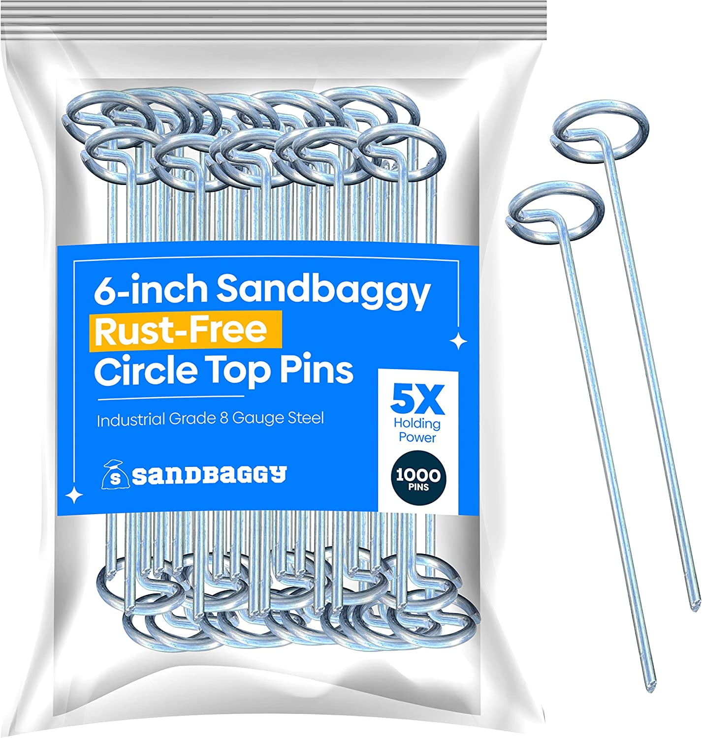 6-inch Circle Top Pins - Landscape Staples (Galvanized) - Garden Stakes ...