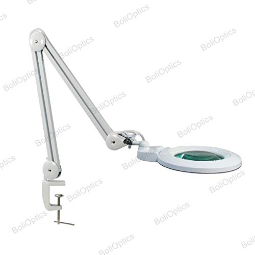 (6 inch Glass Lens) Professional LED Magnifying Lamp with Clamp ...