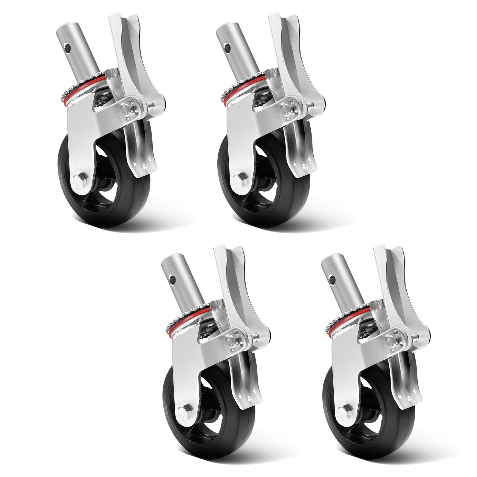 6 inch Heavy Duty Caster Wheels, Set of 4 with Lockable Bearing Plate ...