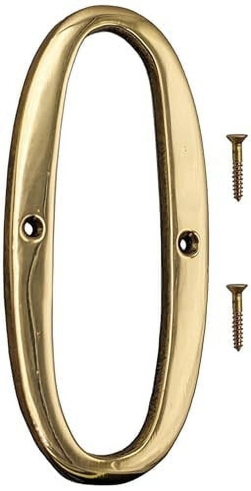 6-inch House Number 0 (Zero) with Mounting Screws, Polished Brass ...
