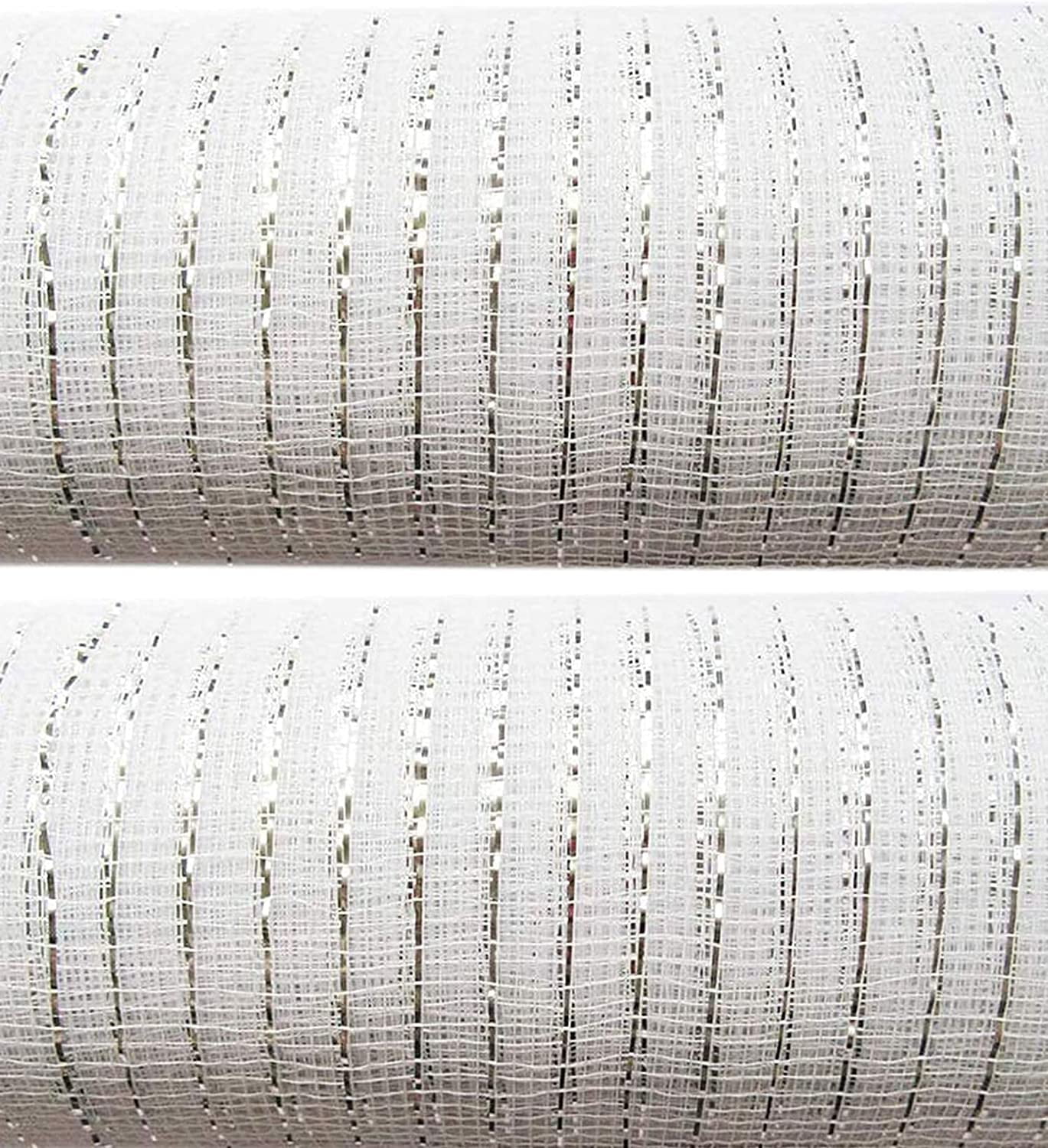 6 inch Metallic Mesh Ribbon 30 feet(2 Pack,White/Silver) - Walmart.com