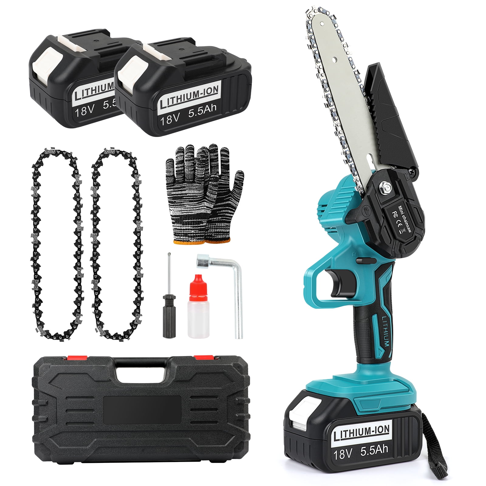 6-inch Mini Cordless Chainsaw, Electric Handheld Chain Saws with 2Pcs 5 ...
