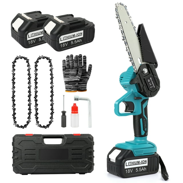 6-inch Mini Cordless Chainsaw, Electric Handheld Chain Saws with 2Pcs 5 ...