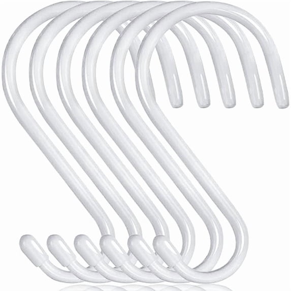 6 inch Non Slip Rubber Coated White S Hook Heavy Duty,6 Pack Large ...