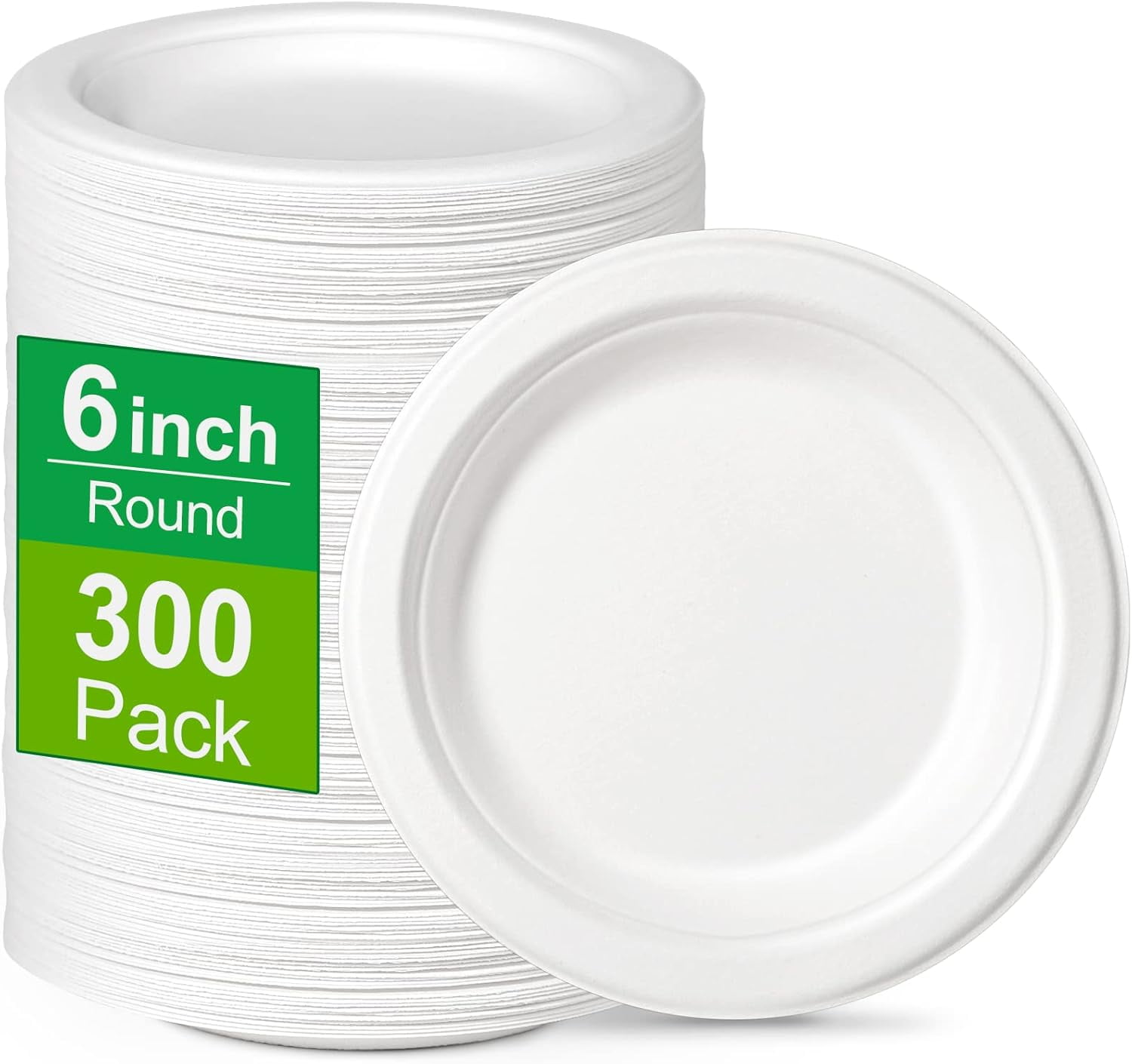 6 inch Paper Plates - 100 Pack, Compostable, Small White Plates for ...