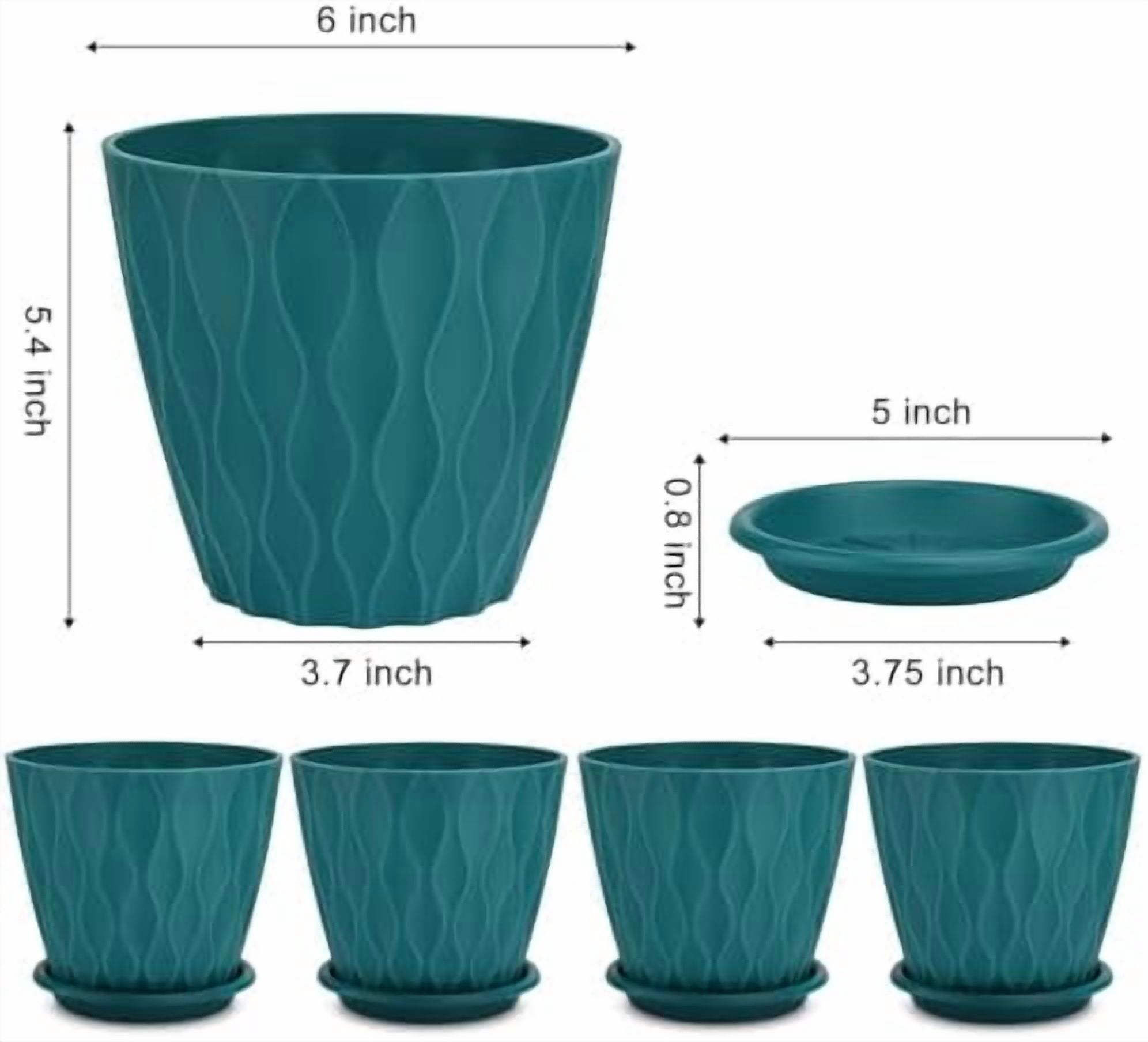 6 inch Plant Pots, 5 Pack Flower Pots Outdoor Indoor, Planters with ...