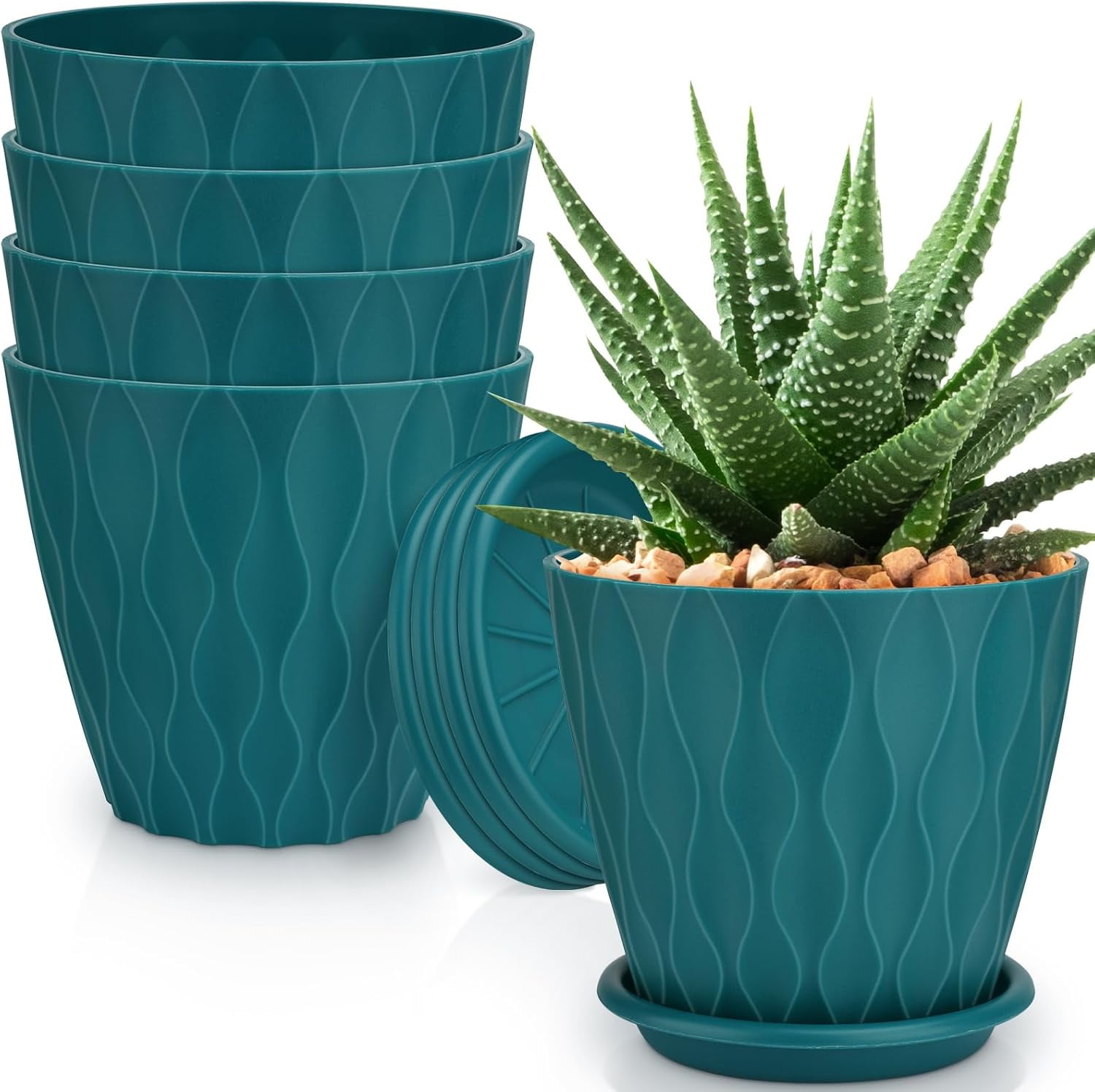 6 inch Plant Pots, 5 Pack Flower Pots Outdoor Indoor, Planters with ...