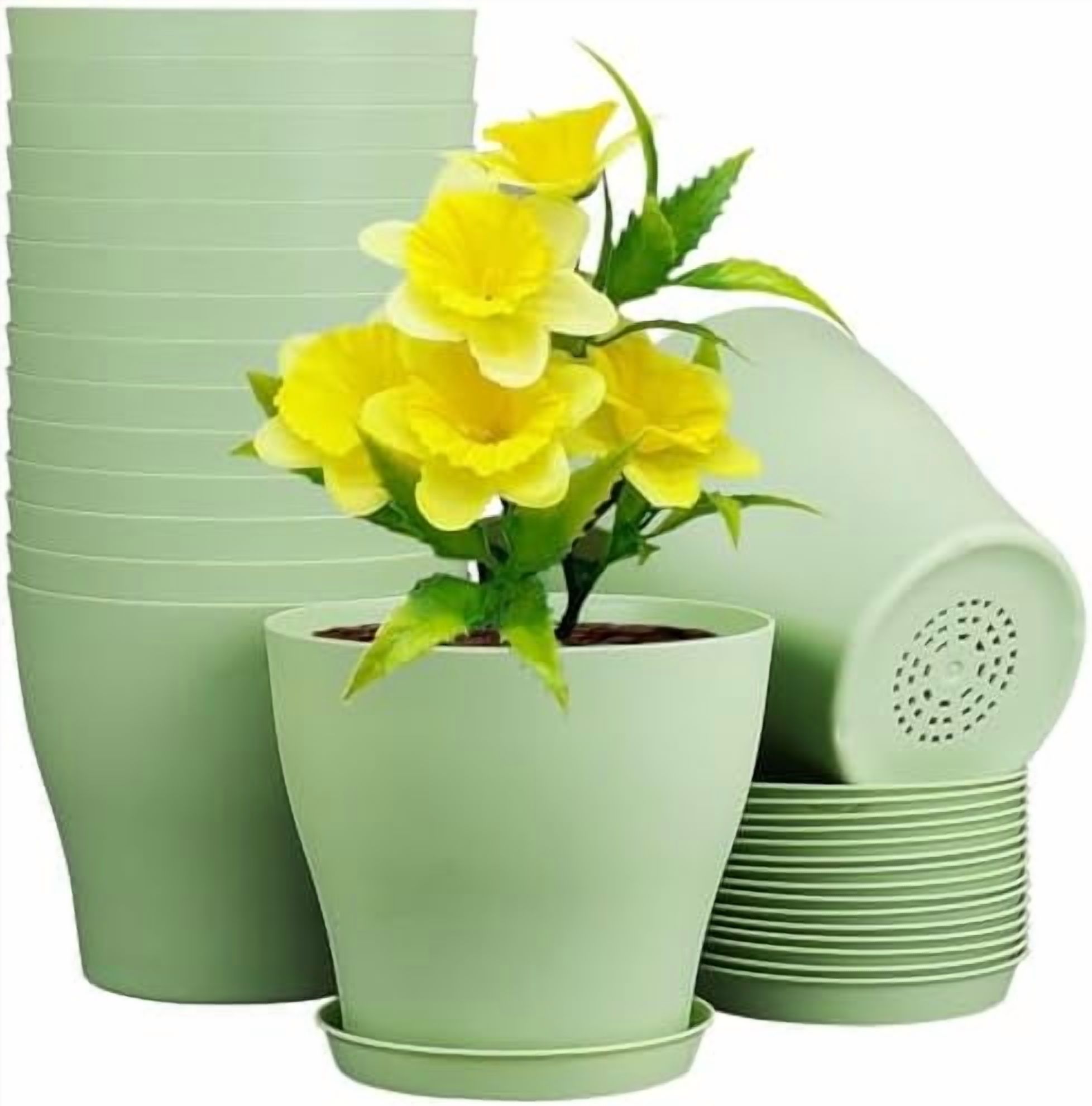 6 inch Plastic Nursery Pots,16 Pack Plant Pots for Small Indoor Outdoor ...