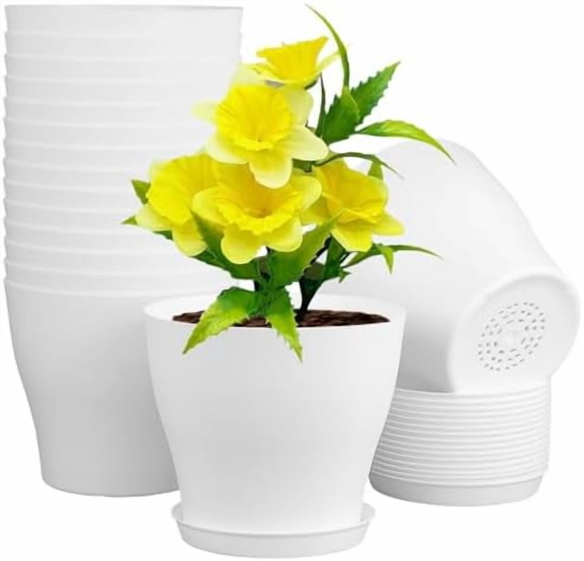 6 inch Plastic Nursery Pots, 16 Pack Plant Pots for Small Indoor ...