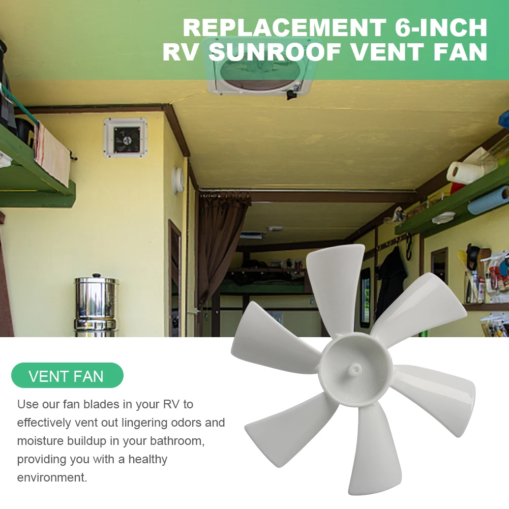 6 inch RV Vent Fan Blade Replacement for RV Bathroom Camper, D-Bore RV ...