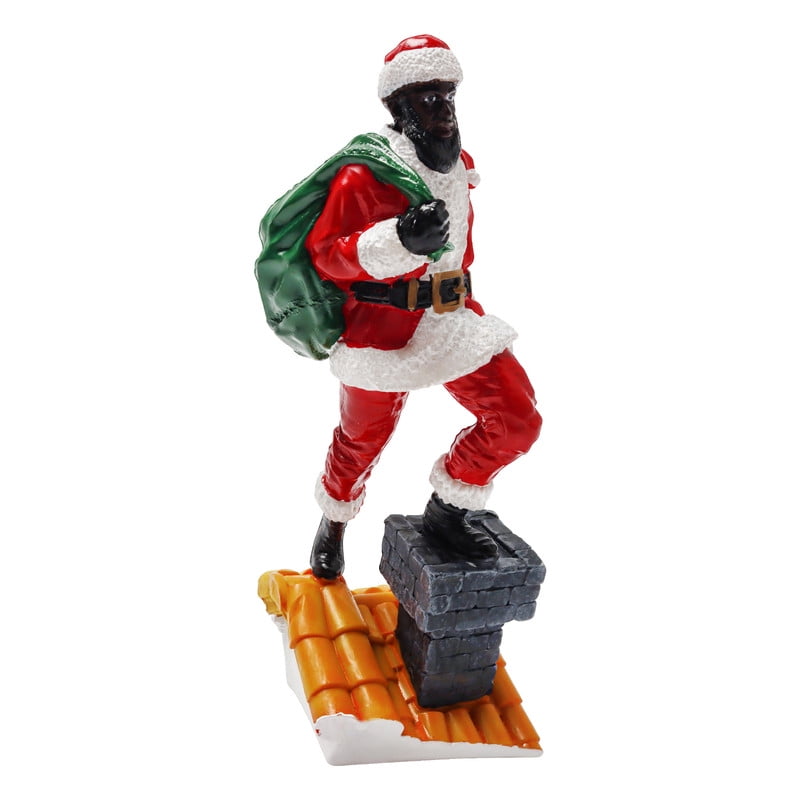 6 inch Resin African American Black Christmas Santa Figurine Climbing a ...