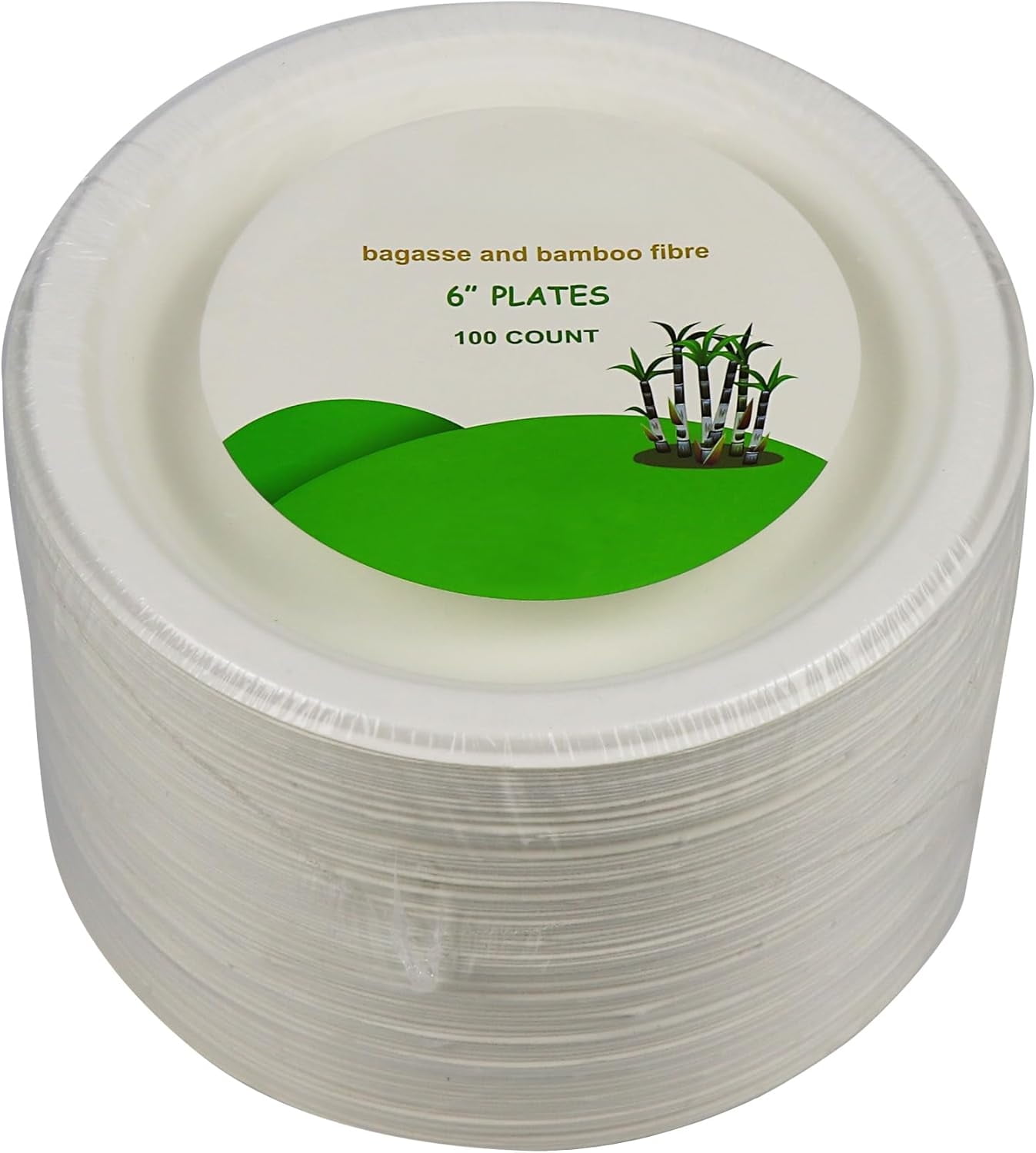 6 inch Small Compostable Dessert Plates,100 Count Heavyduty Sugarcane ...
