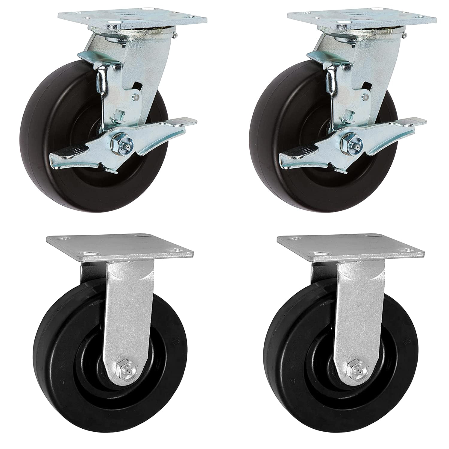 6 inch x 2 inch PHN Phenolic Heavy Duty Non-Marking Casters, 2 Swivel ...