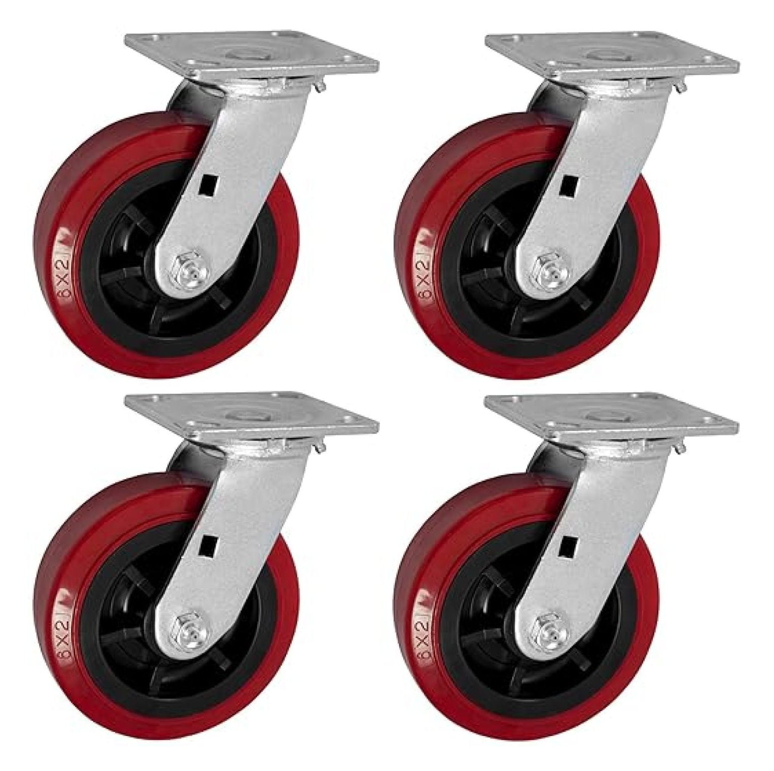 6 inch x 2 inch PRO-TECH Polyurethane Non-Marking Heavy Duty Swivel Casters, 3600 LBS Load ...