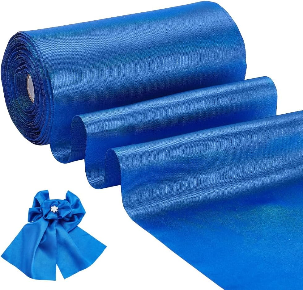 6 inch x 32yd Blue Satin Ribbon Outdoor Ribbon Blue Fabric Ribbons for ...