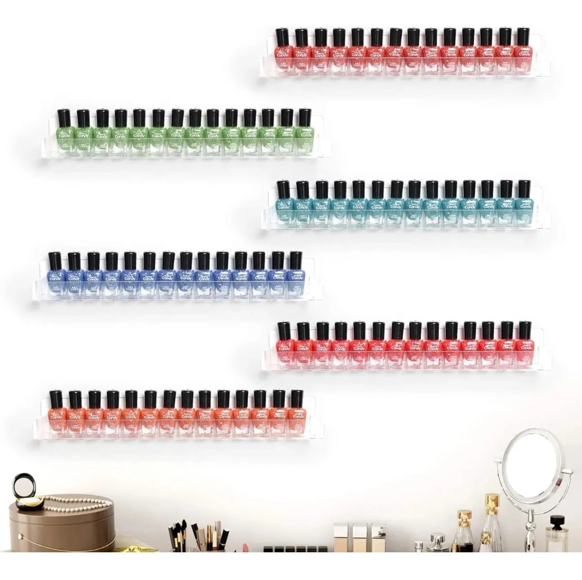 6-layer Nail Polish Wall Bracket Paint Storage 15 Inches (about 38.1 Cm ...
