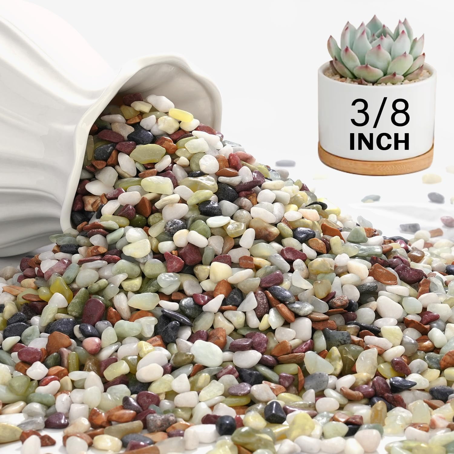 6 lbs Pebbles for Indoor Plants, 3/8 Inch Pea Gravel for Fish Tank ...