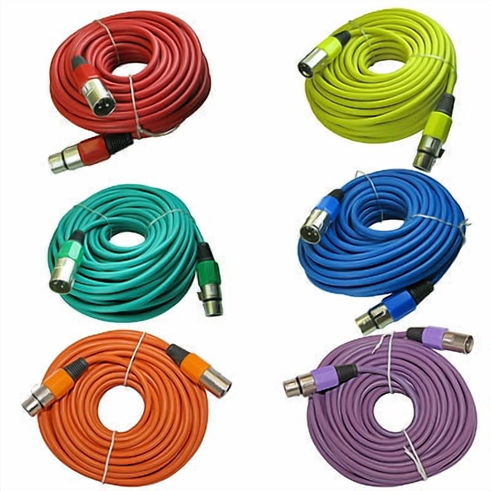 6 mixed color 50 ft foot feet balanced shielded powered speaker cables ...