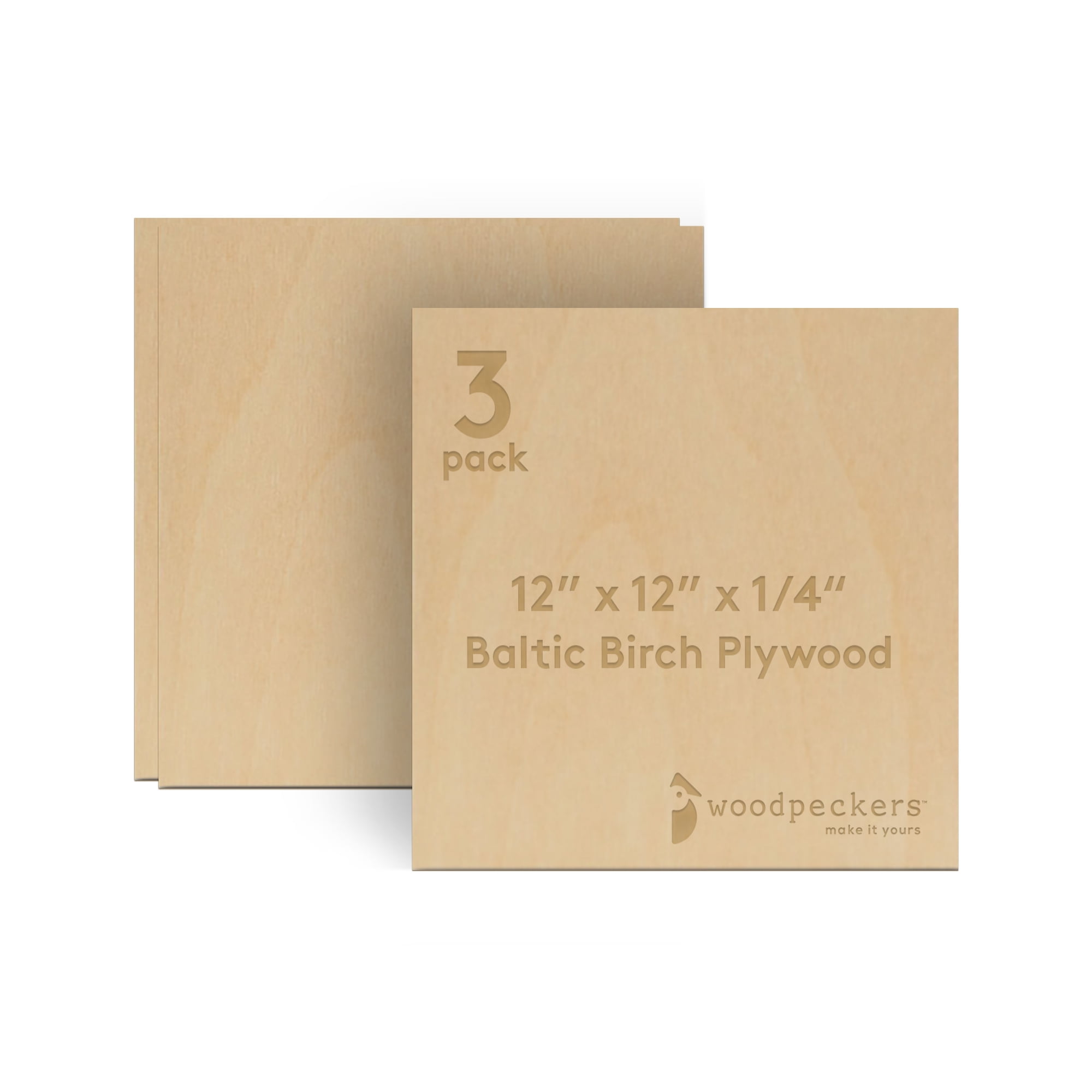 6 mm Baltic Birch Plywood 1/4 x 12 x 12 Inch, Box of 3 B/BB Grade Craft ...