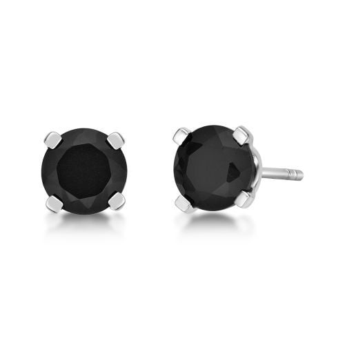 6 mm Black Onyx Round Solitaire Stud Earrings for Women in 925 Sterling ...