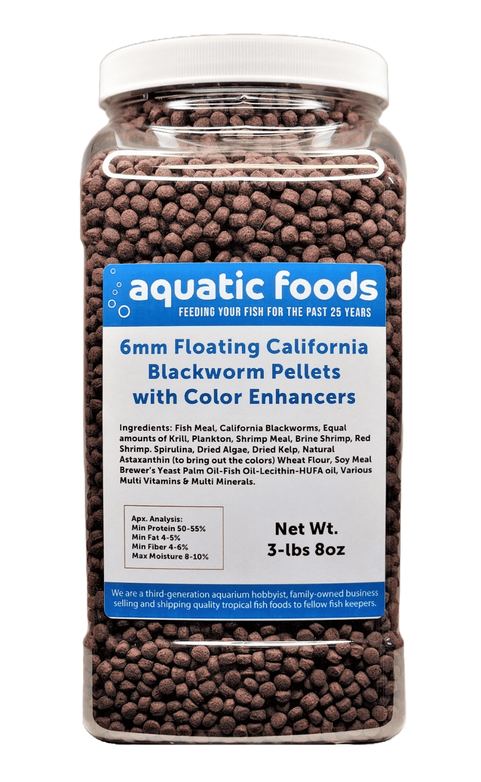 6 mm Floating Blackworm Pellets with Color Enhancers & Vitamins. Great ...