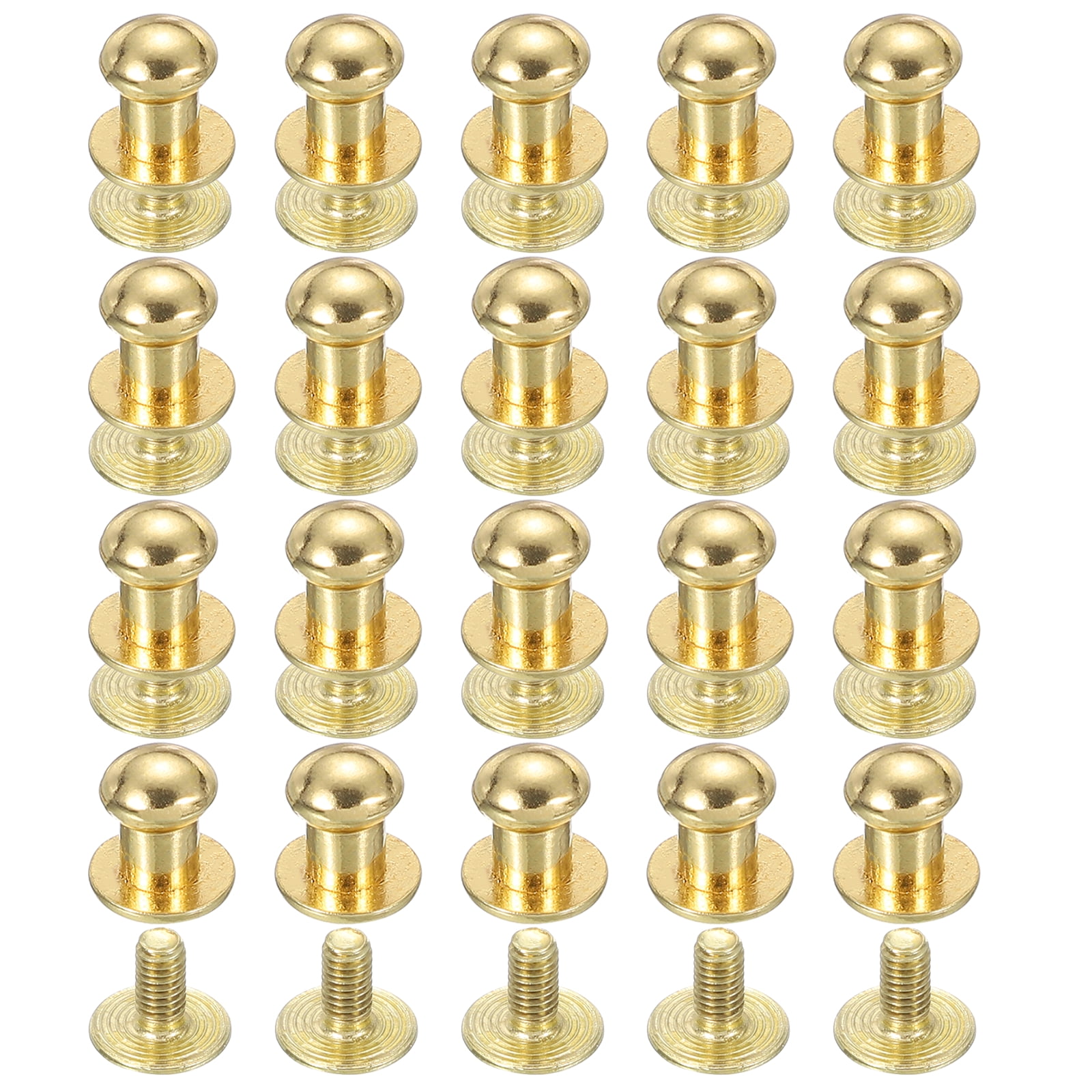 6 mm Leather Rivets, 20 Sets Ball Head Stud Screw Back Round Head ...