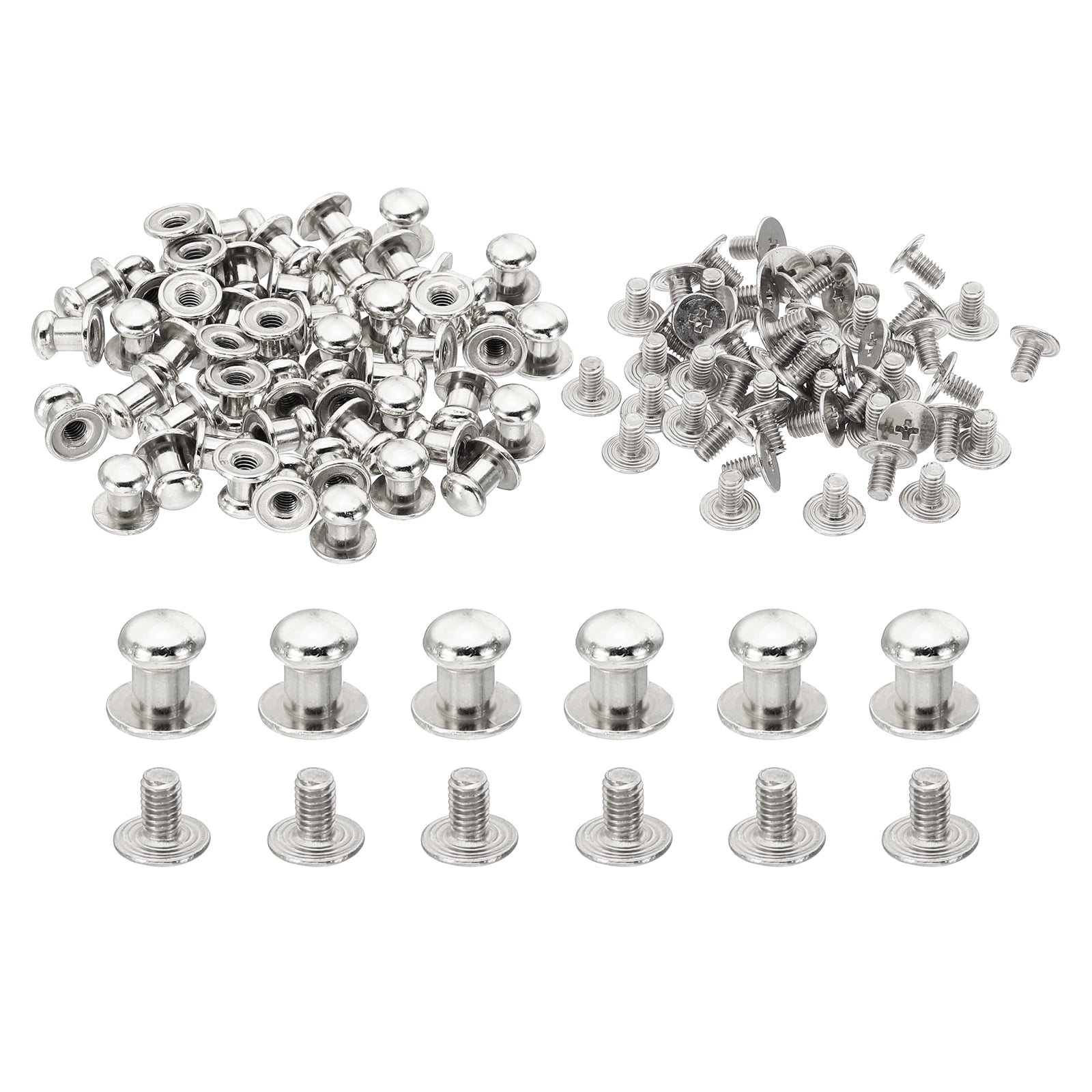 6 mm Studs for Clothing, 50 Sets Studs and Spikes Leather Rivets Screw ...