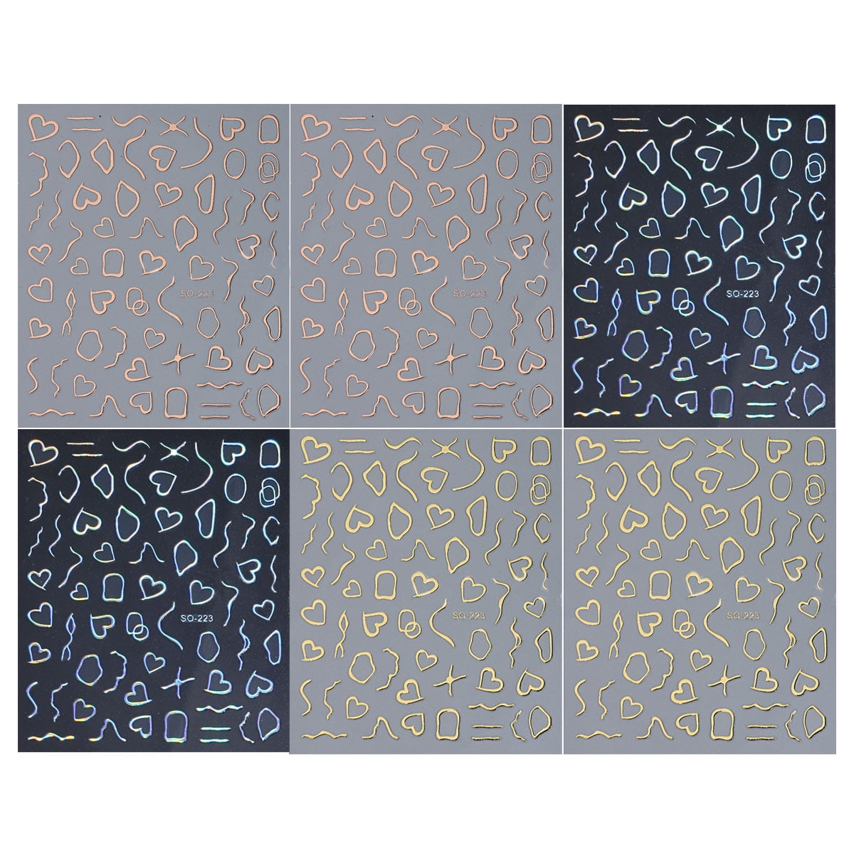 6 nail 3D three-dimensional stickers bronzing simple French laser rose ...