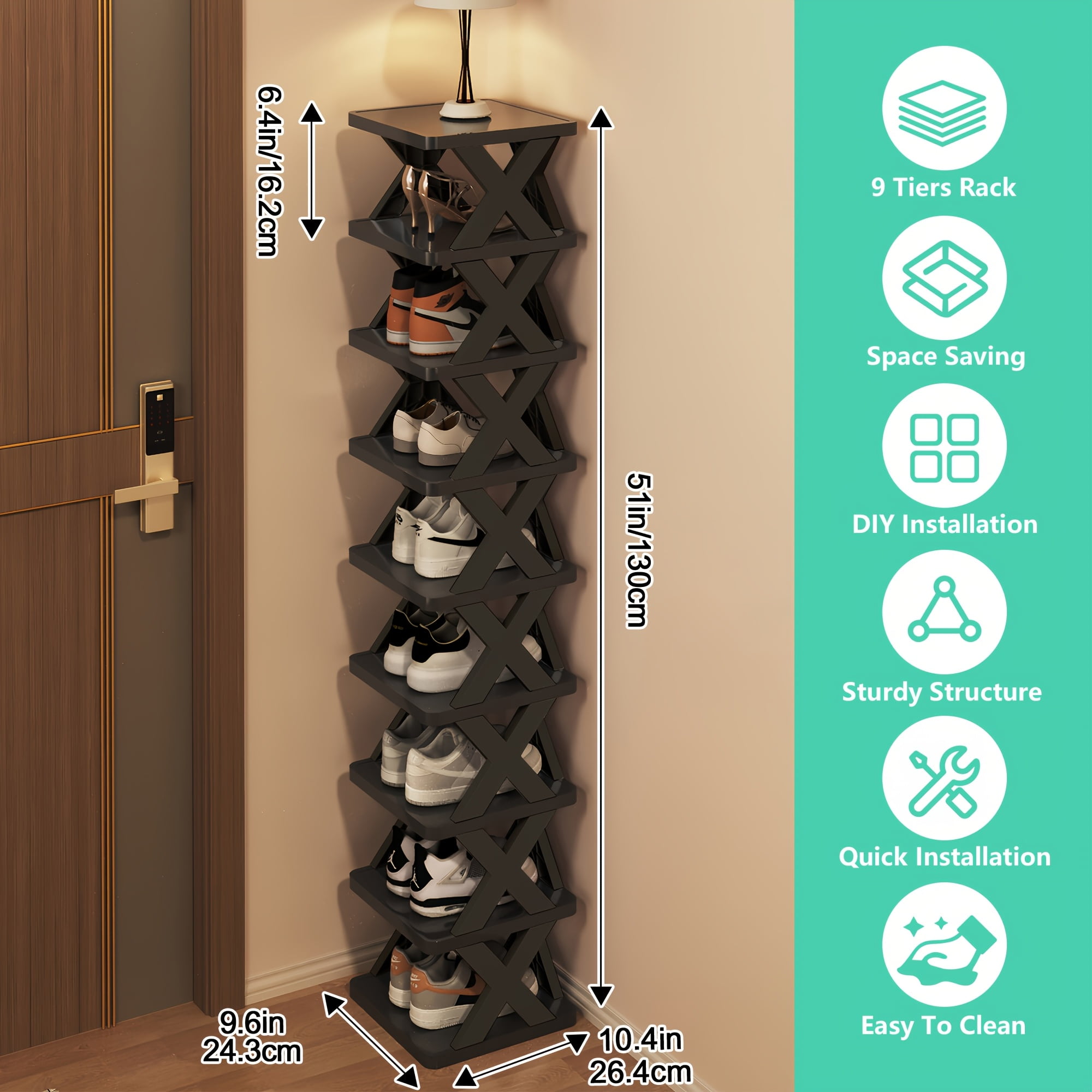 6 or 9 layer shoe rack vertical modular cabinets in multiple colors for ...