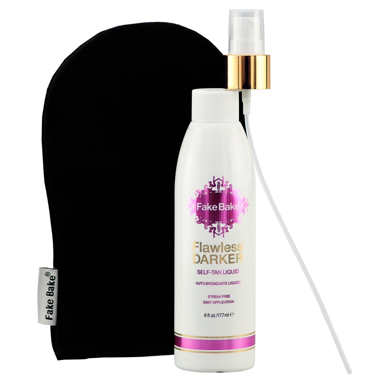 {6 oz} Fake Bake Flawless Darker Self-Tan Liquid w/ SLEEKSHOP Hair Rat ...
