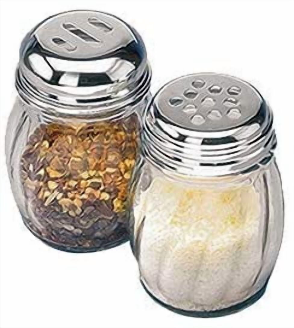 6 oz Glass Spice Shakers with Stainless Steel Tops – Set of 2 Retro ...