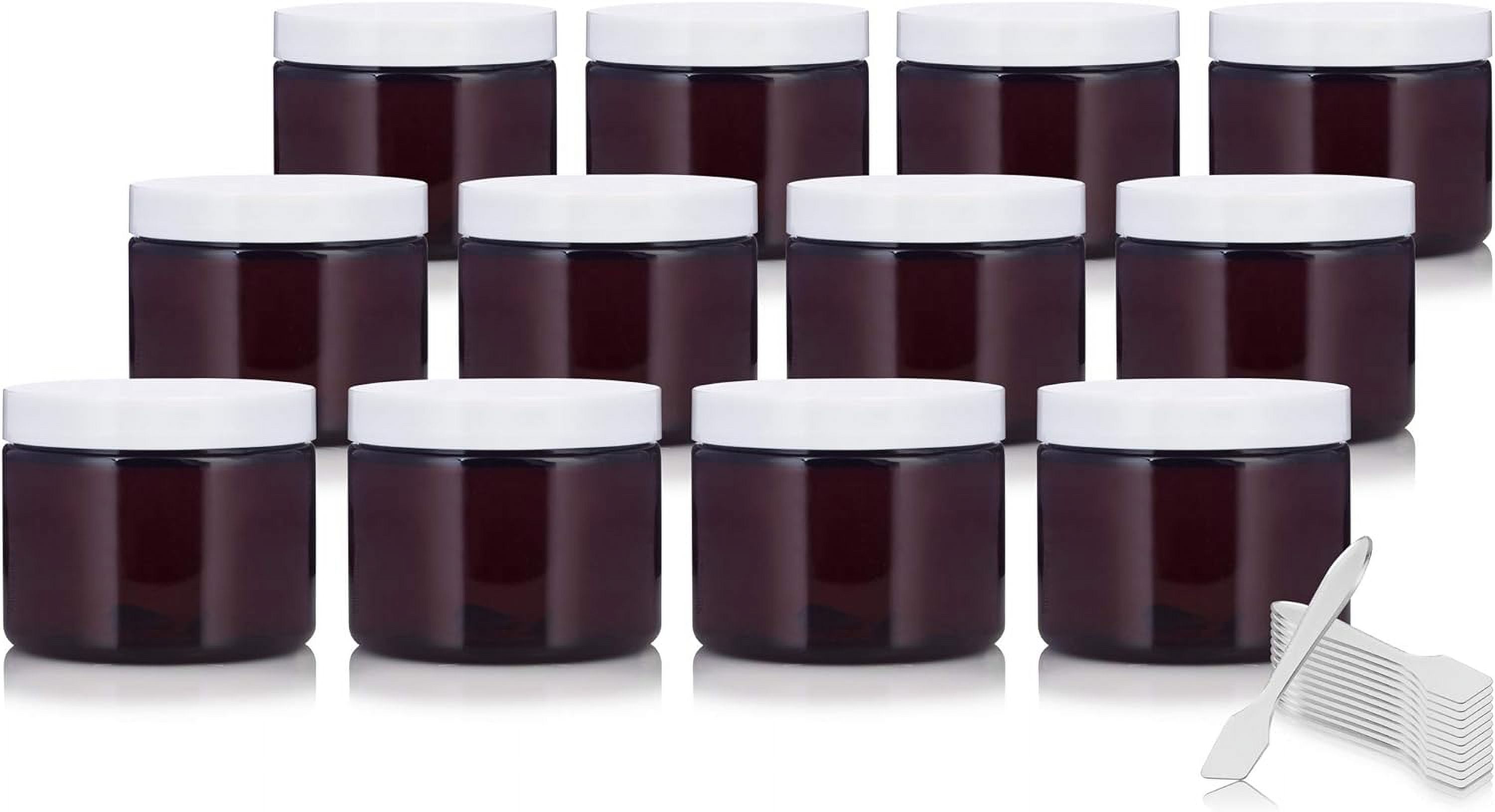 6 oz PET Plastic Low Profile Refillable Jar with White Lid (12 pack ...