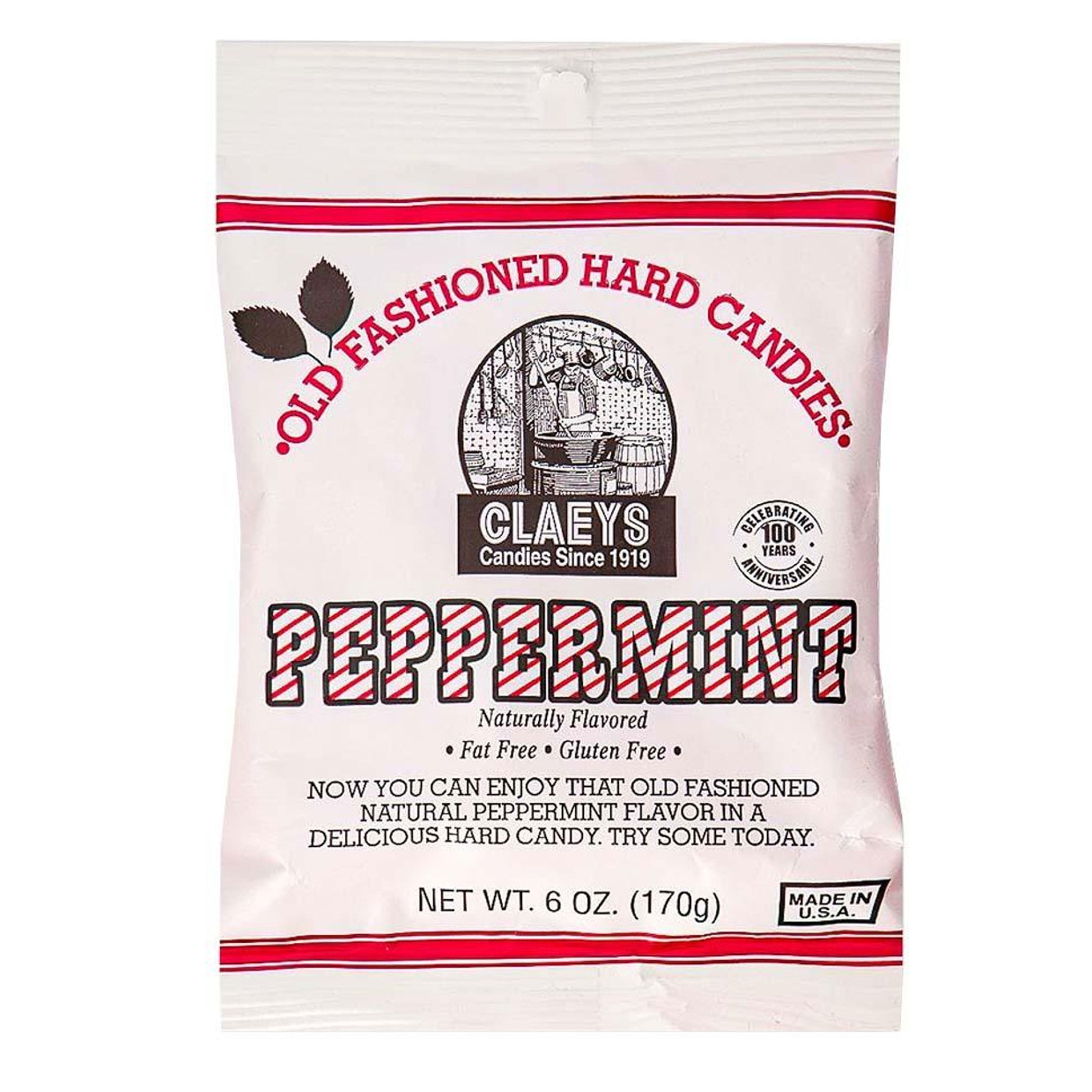 (6 pack) 1 Bag Claeys Natural Peppermint Hard Candy Drops Minty Flavor ...