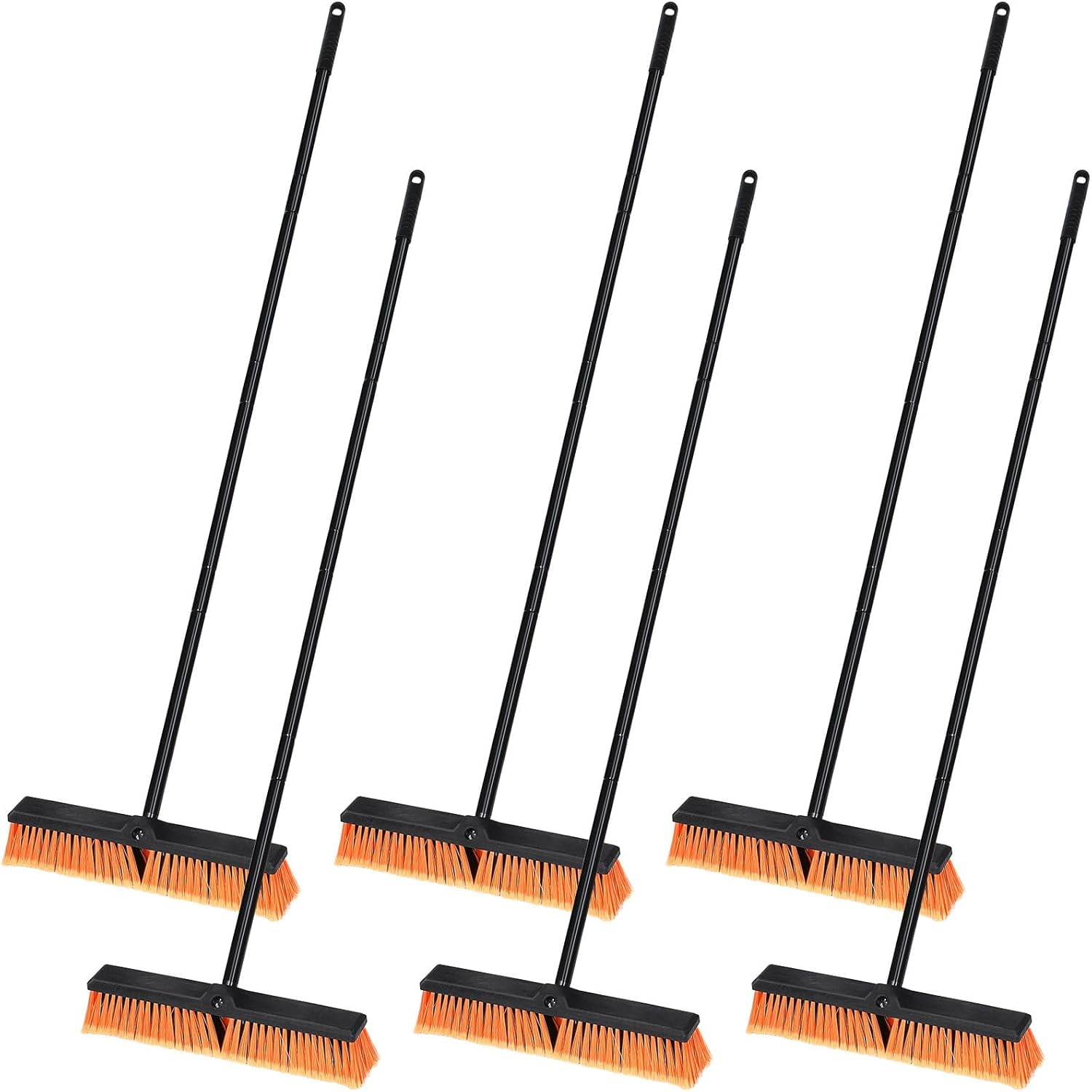 6-pack 18-inch outdoor push broom, multi-surface garden brush broom ...