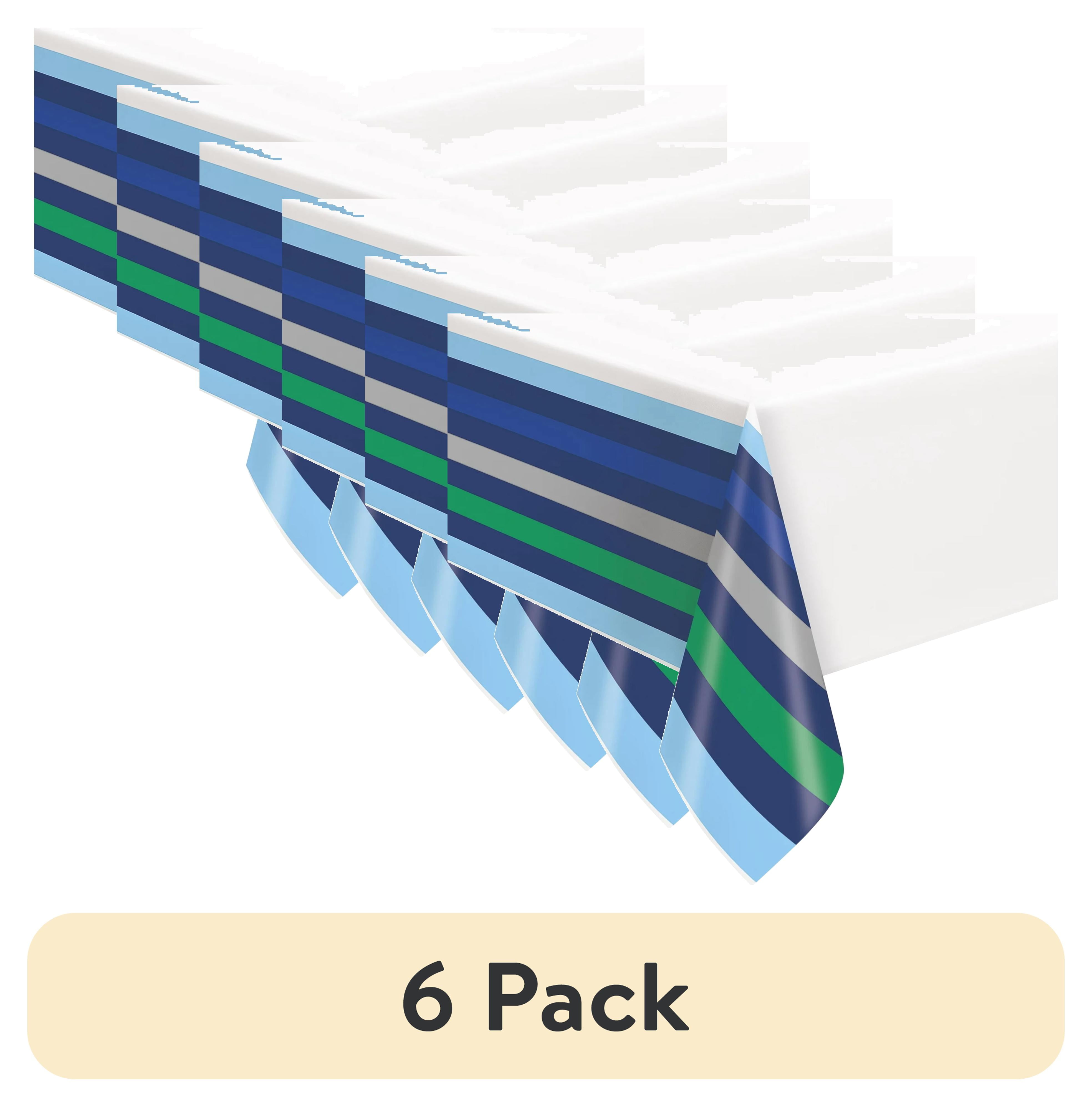 (6 pack) Rectangular 54" x 84" Green/Blue Stripe Table Cover, by Way To ...