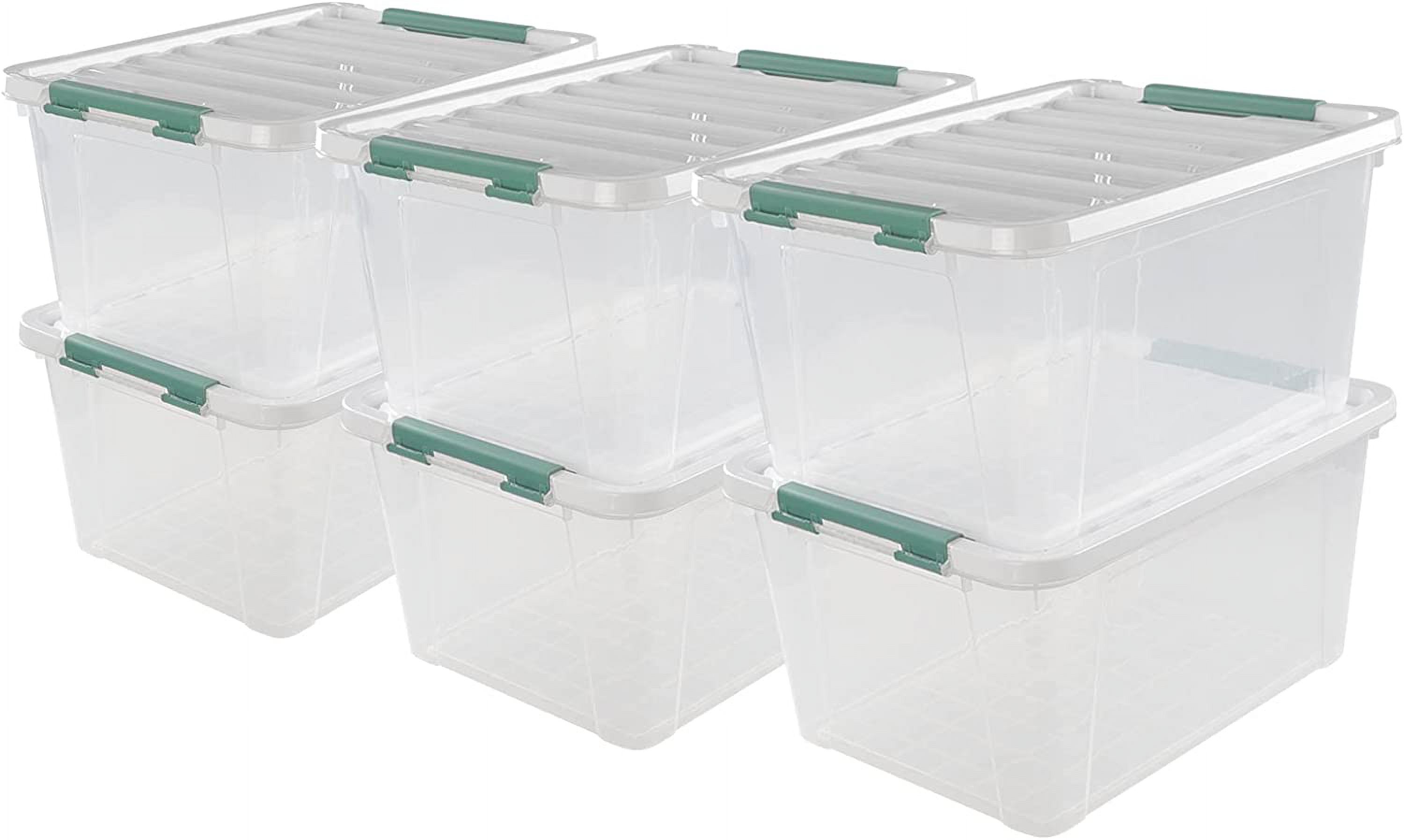 6-pack 36 Quarts Storage Boxes, Plastic Clear Latching Box Bins with ...