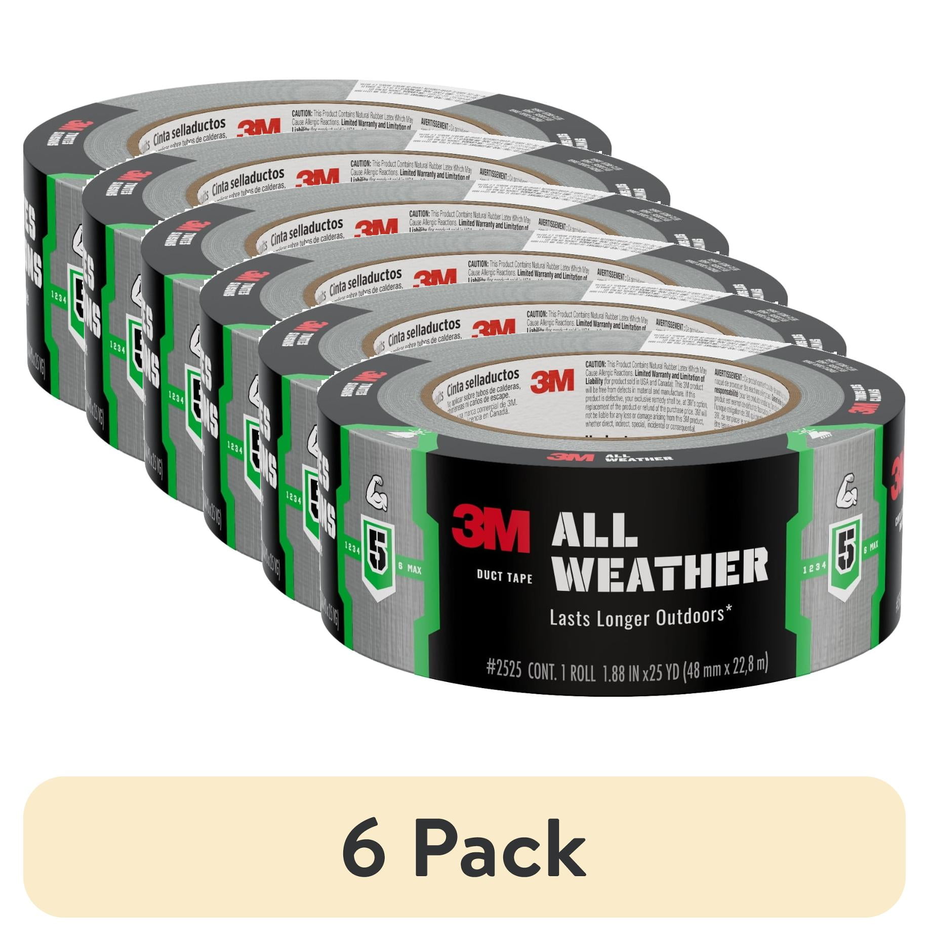(6 pack) 3M All Weather Duct Tape, Black, Lasts Longer Outdoors, 1.88 ...