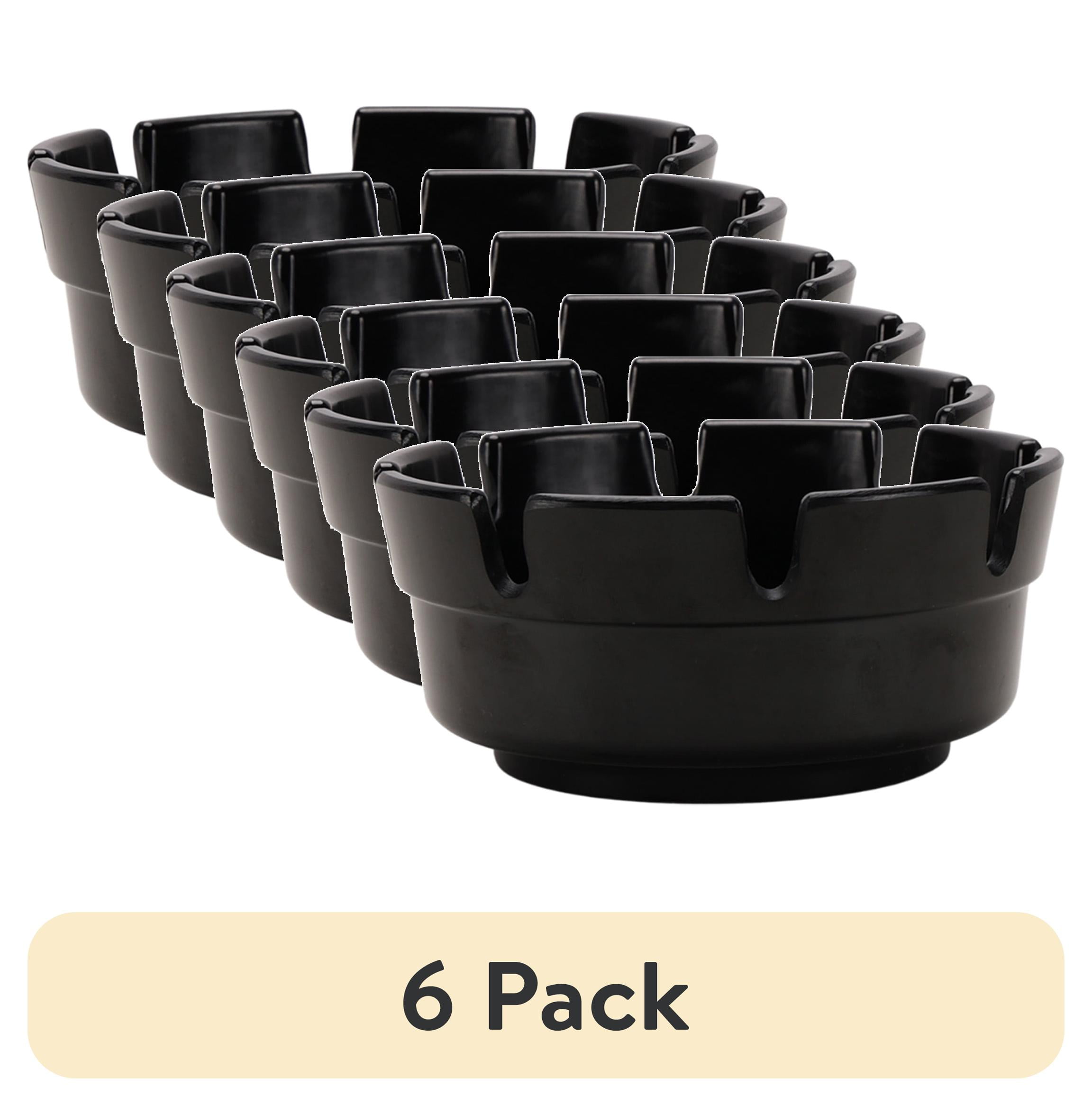 (6 pack) Durable 4-inch Black Plastic Ashtray with Built-in Cigarette ...