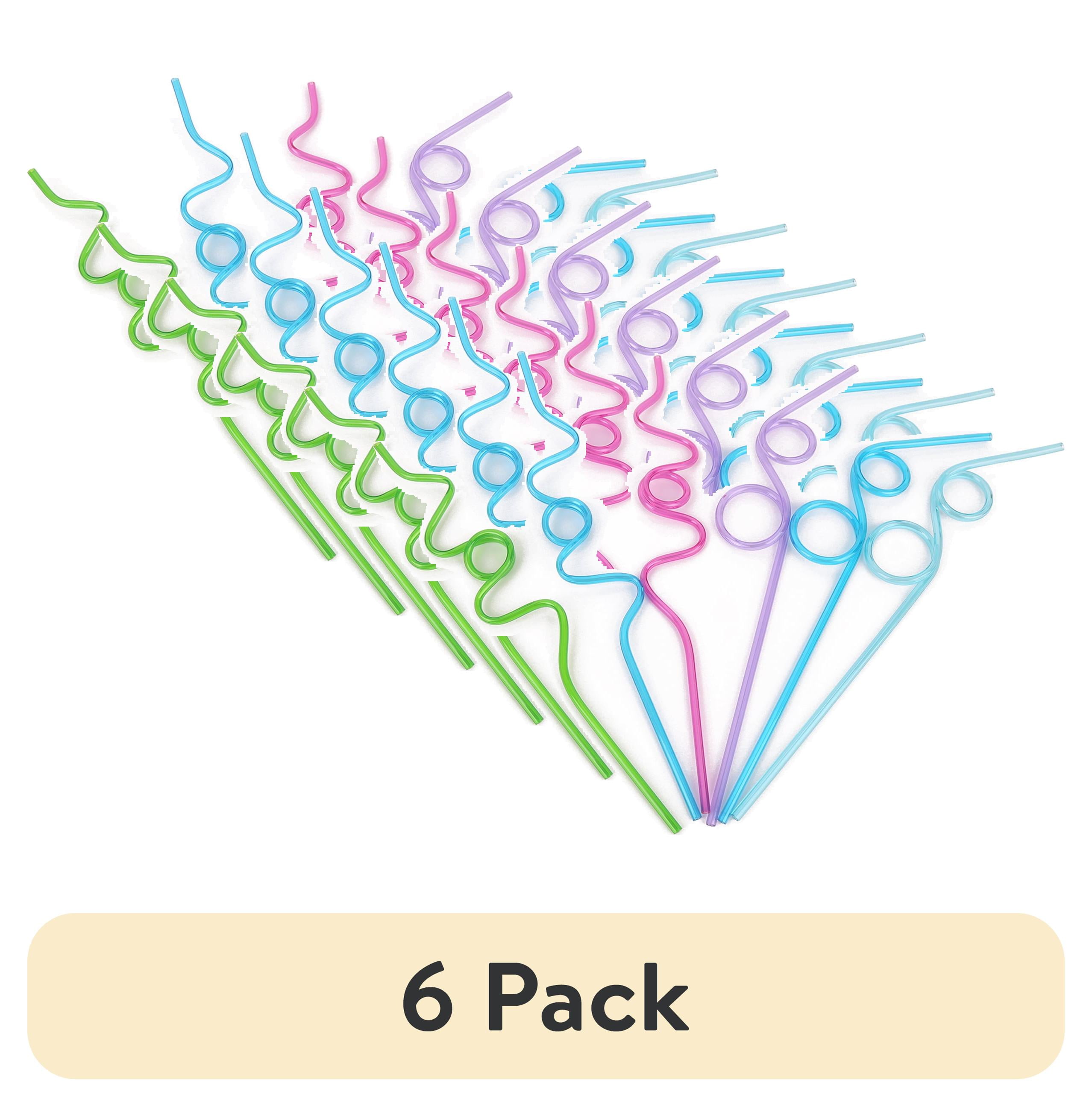 (6 pack) 6 Count Loopy Straws, Assorted Colors, Reusable Plastic Crazy ...