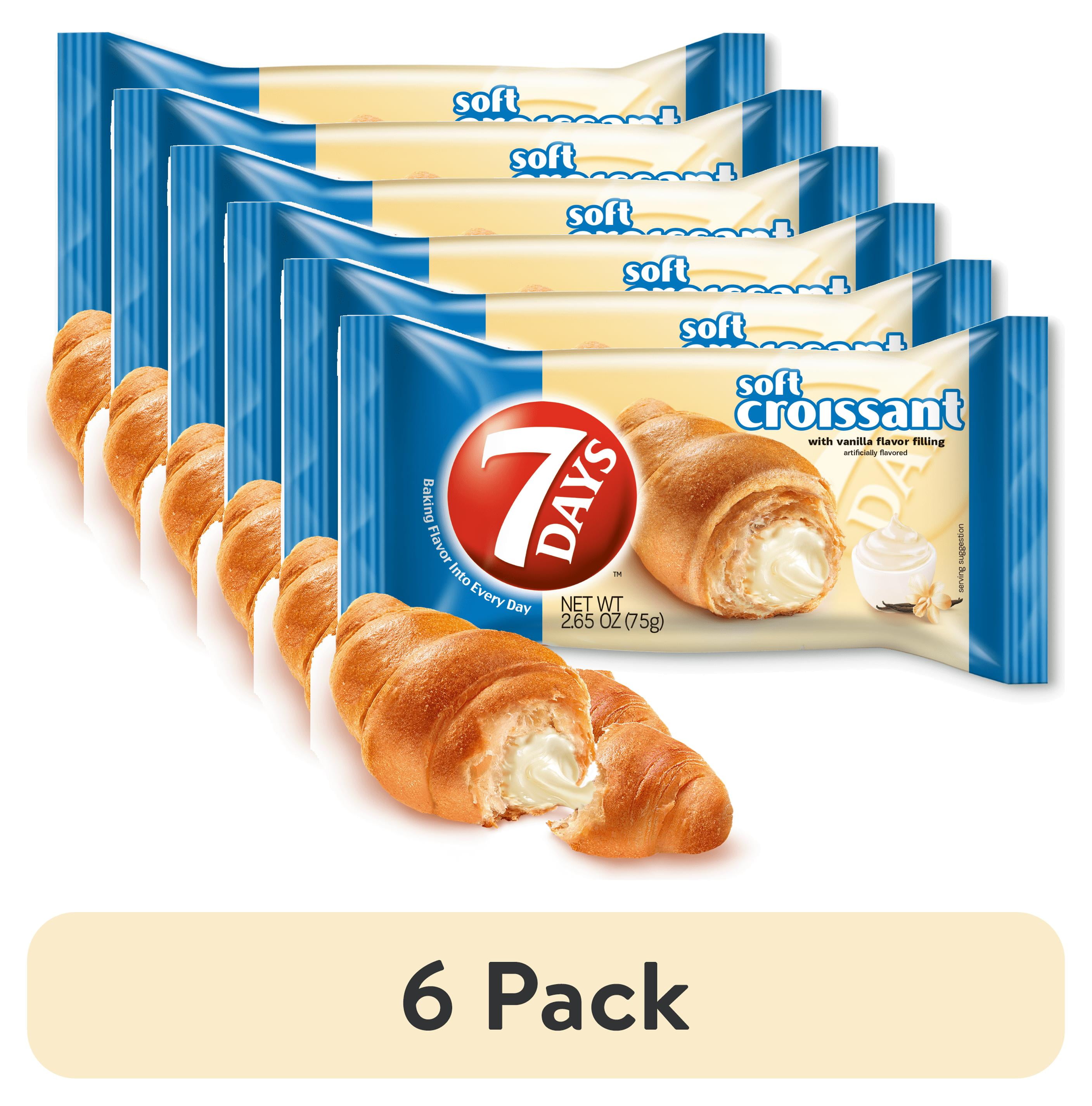 (6 pack) 7Days Soft Croissant, Vanilla, On the Go Breakfast, Individually Wrapped Snack, 2.65 ...