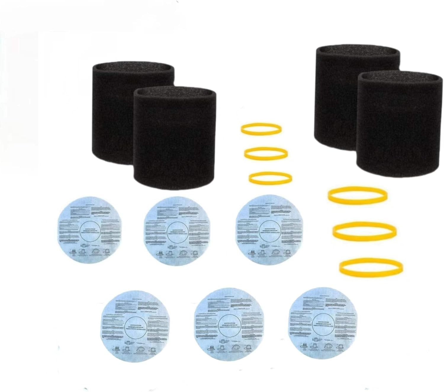 6 pack 90107 dry filter,6 Pack Retaining Bands,4Pack 90585 Shop vac ...