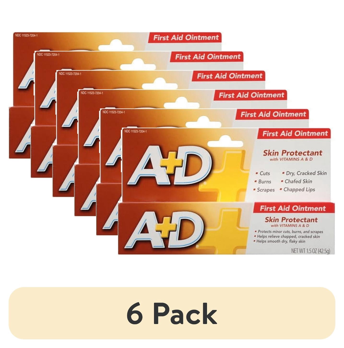 (6 pack) A+D First Aid Skin Protectant Ointment with Vitamin A and D, 1 ...