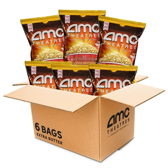 AMC Theatres Microwave Popcorn Extra Butter 6 Pack with Topping Packets ...