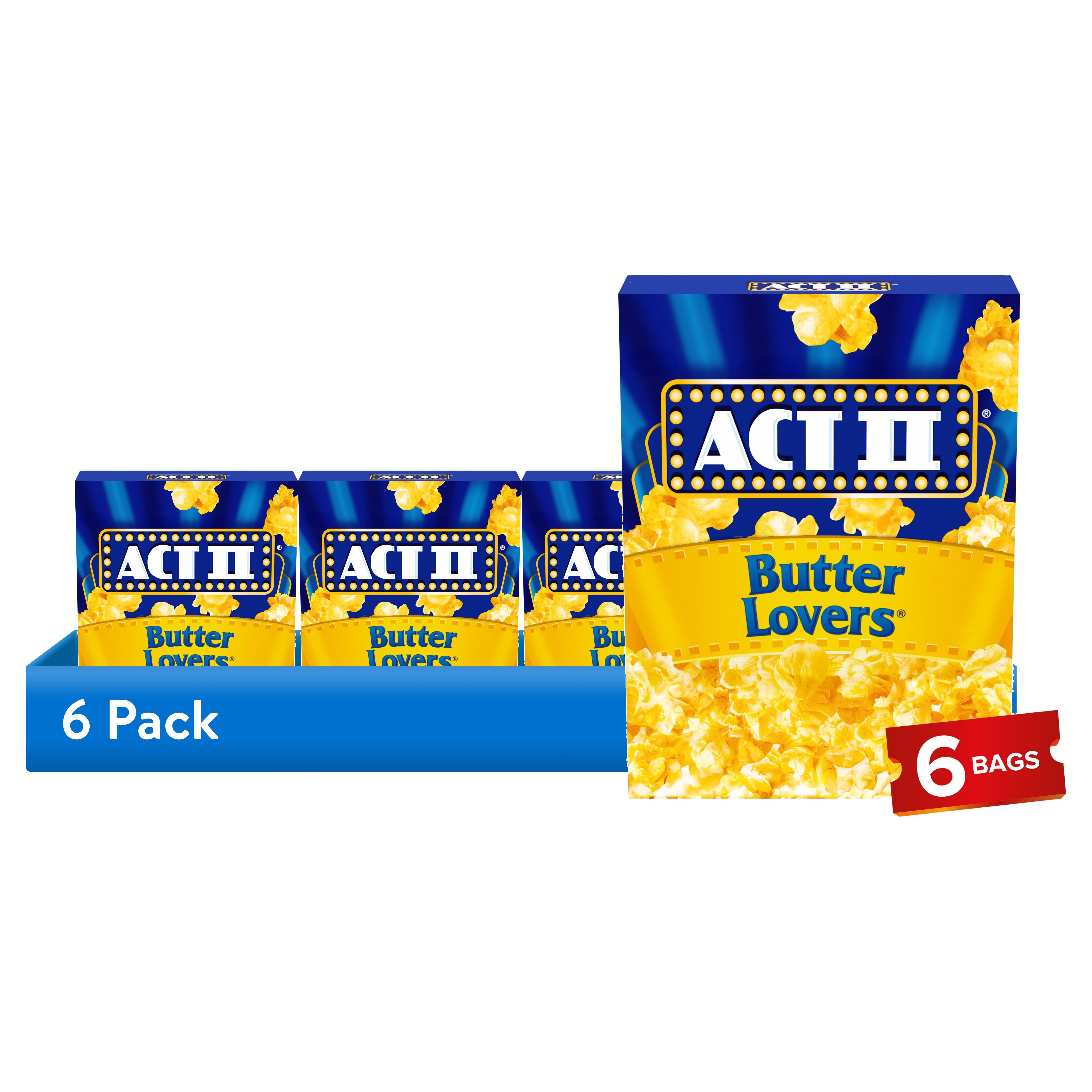 (6 pack) Act II Butter Lovers Microwave Popcorn, 2.75 oz, 6-Count Bags ...