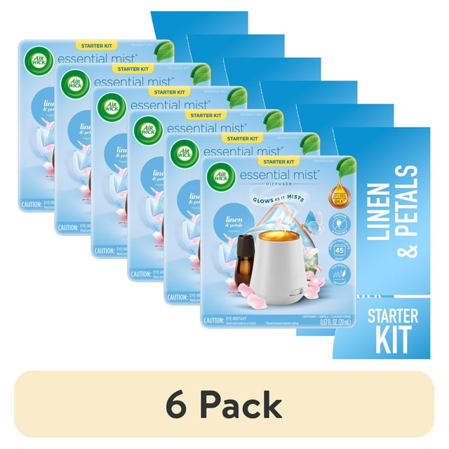 (6 pack) Air Wick Essential Mist Scented Oil Air Freshener Diffuser Starter Kit, Linen and ...