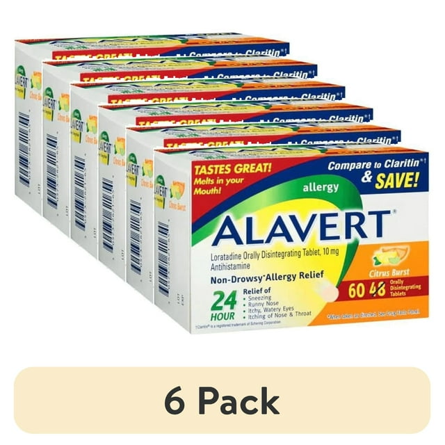 (6 pack) Alavert Allergy 24 Hour Relief, Citrus Burst Flavor, Orally ...