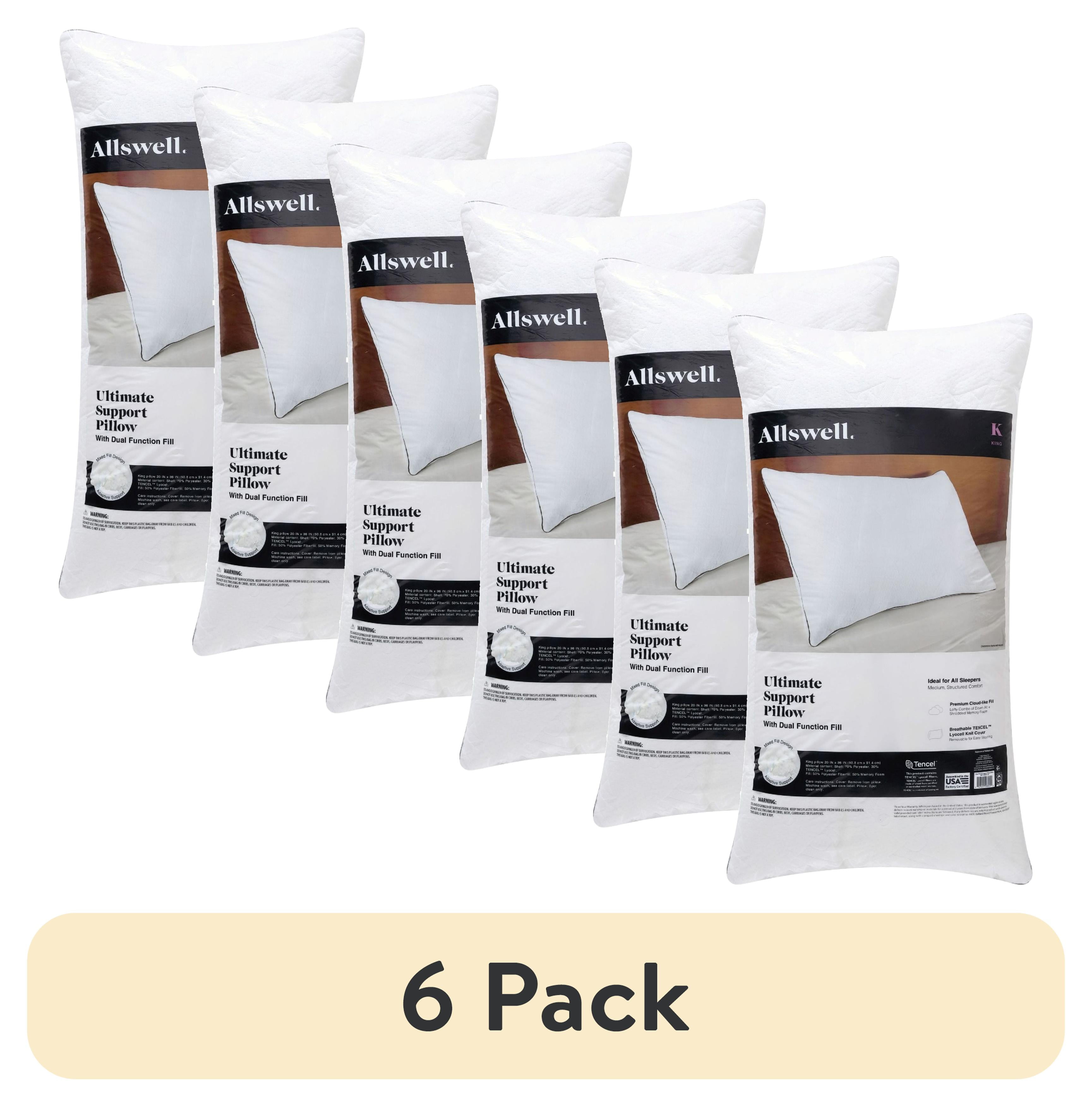 (6 pack) Allswell Ultimate Support Bed Pillow with Dual Function Fill ...